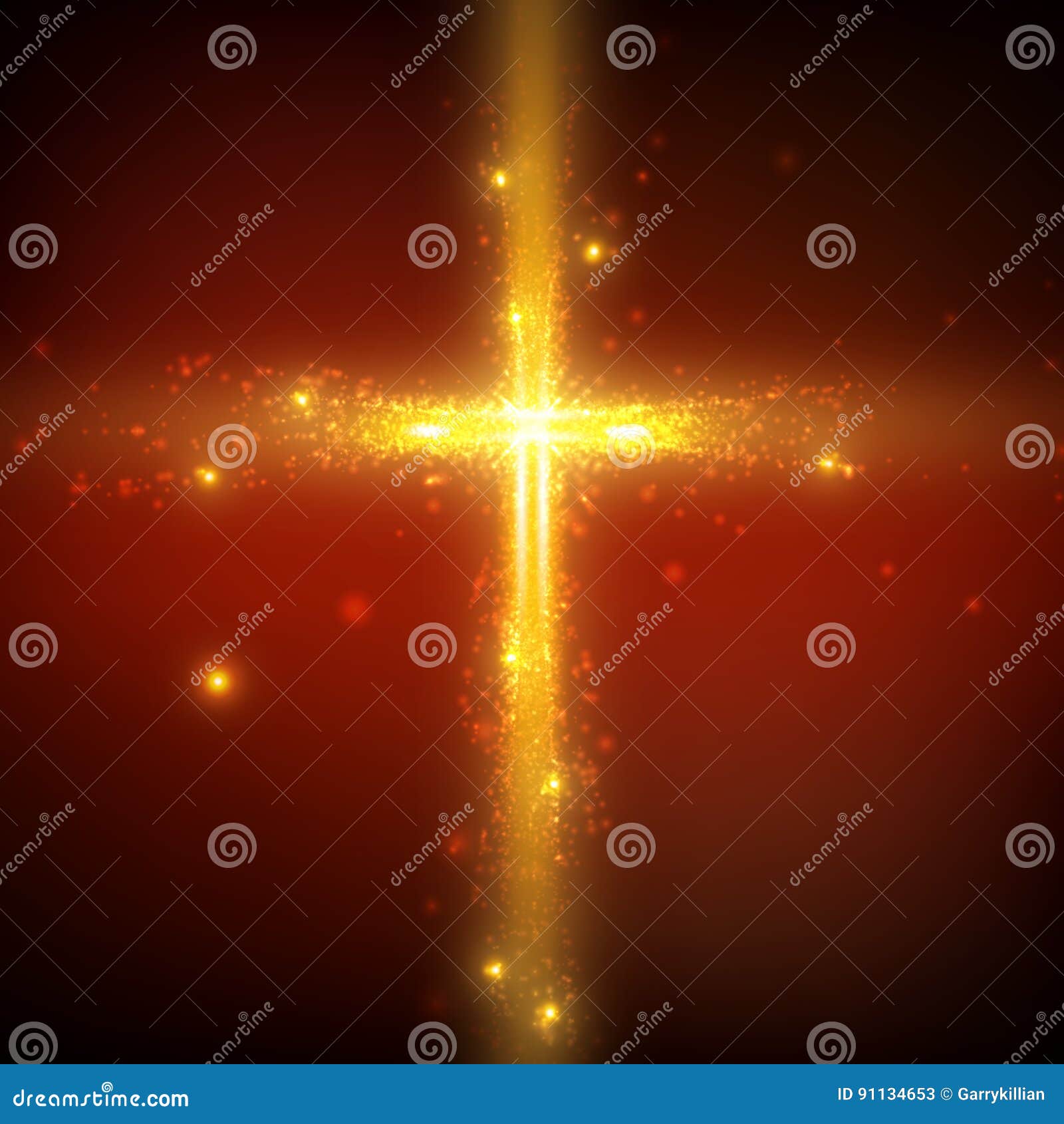 Shining Cross on Red Background with Backlight and Glowing Orange ...