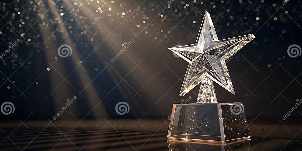 Shining Crystal Star Trophy on Display with Dramatic Lighting Stock ...