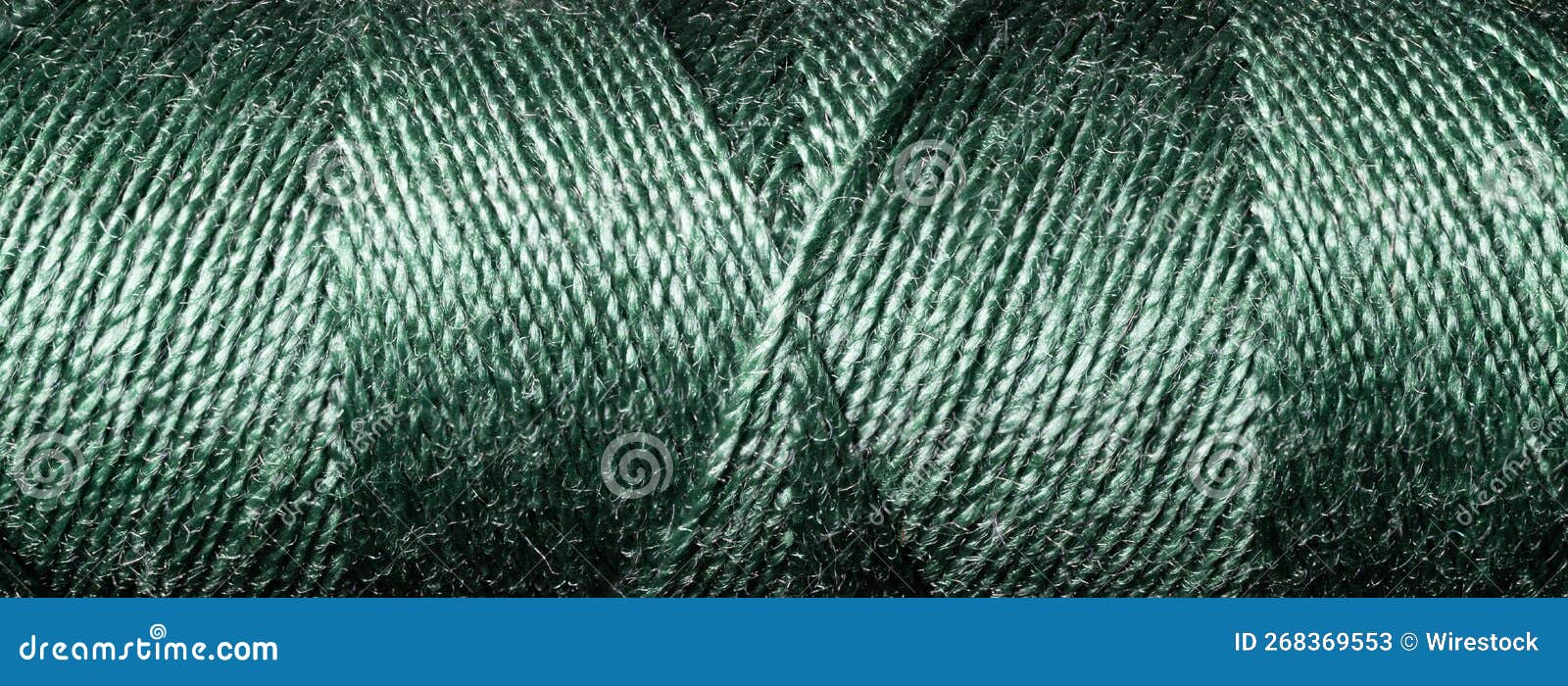 Shining Dark Green Thread, Close-up, Panoramic Stock Image - Image of ...
