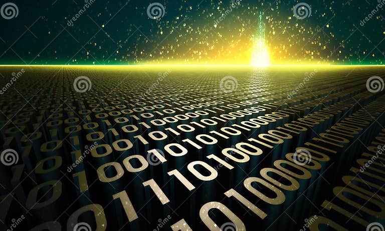 Shining Digital Castle in Cyberspace Stock Illustration - Illustration ...