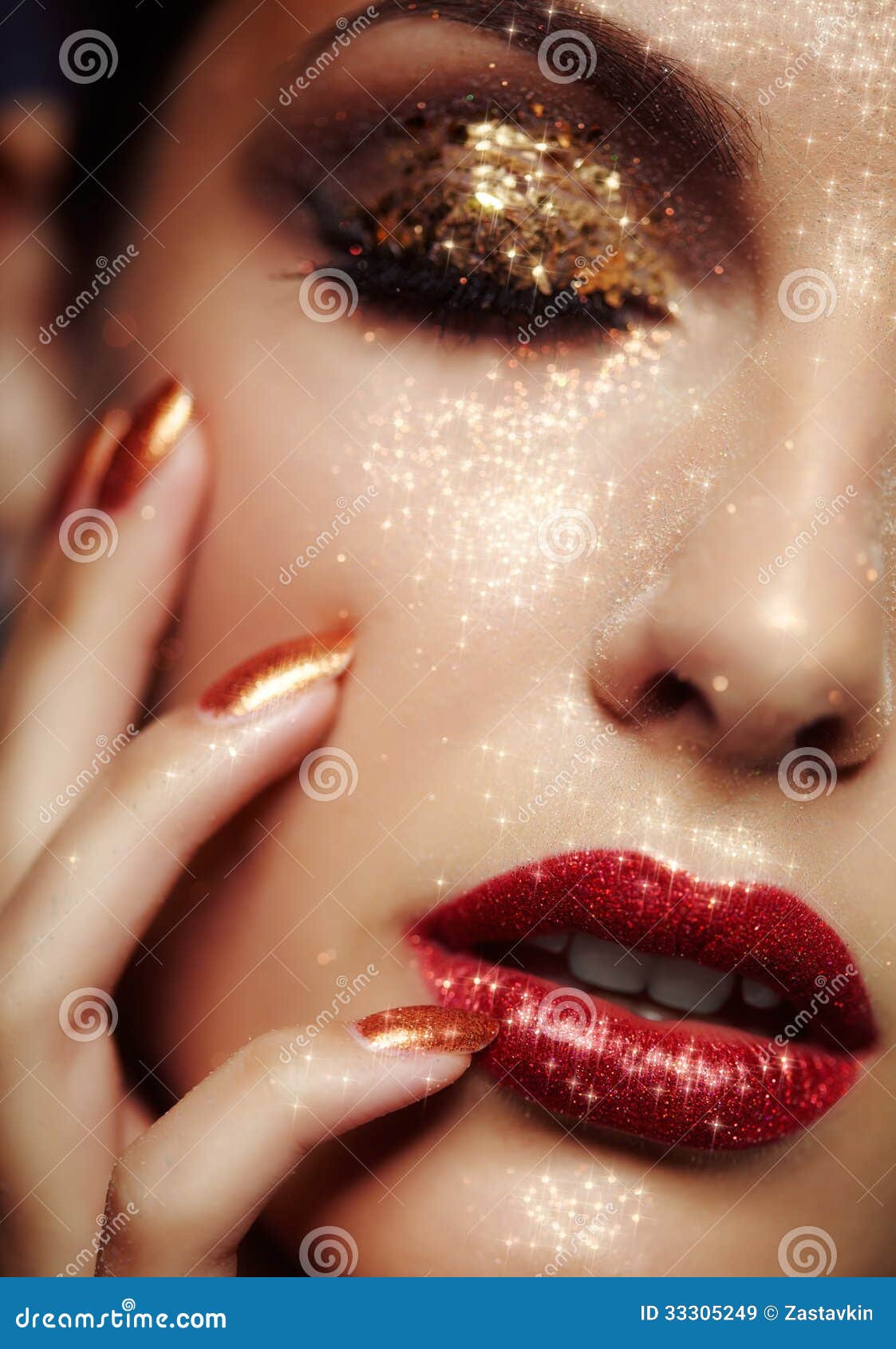Shining face makeup stock image. Image of female, people - 33305249