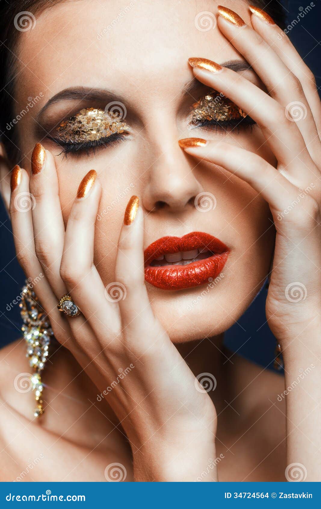 Shining face makeup stock photo. Image of fashion, caucasian - 34724564