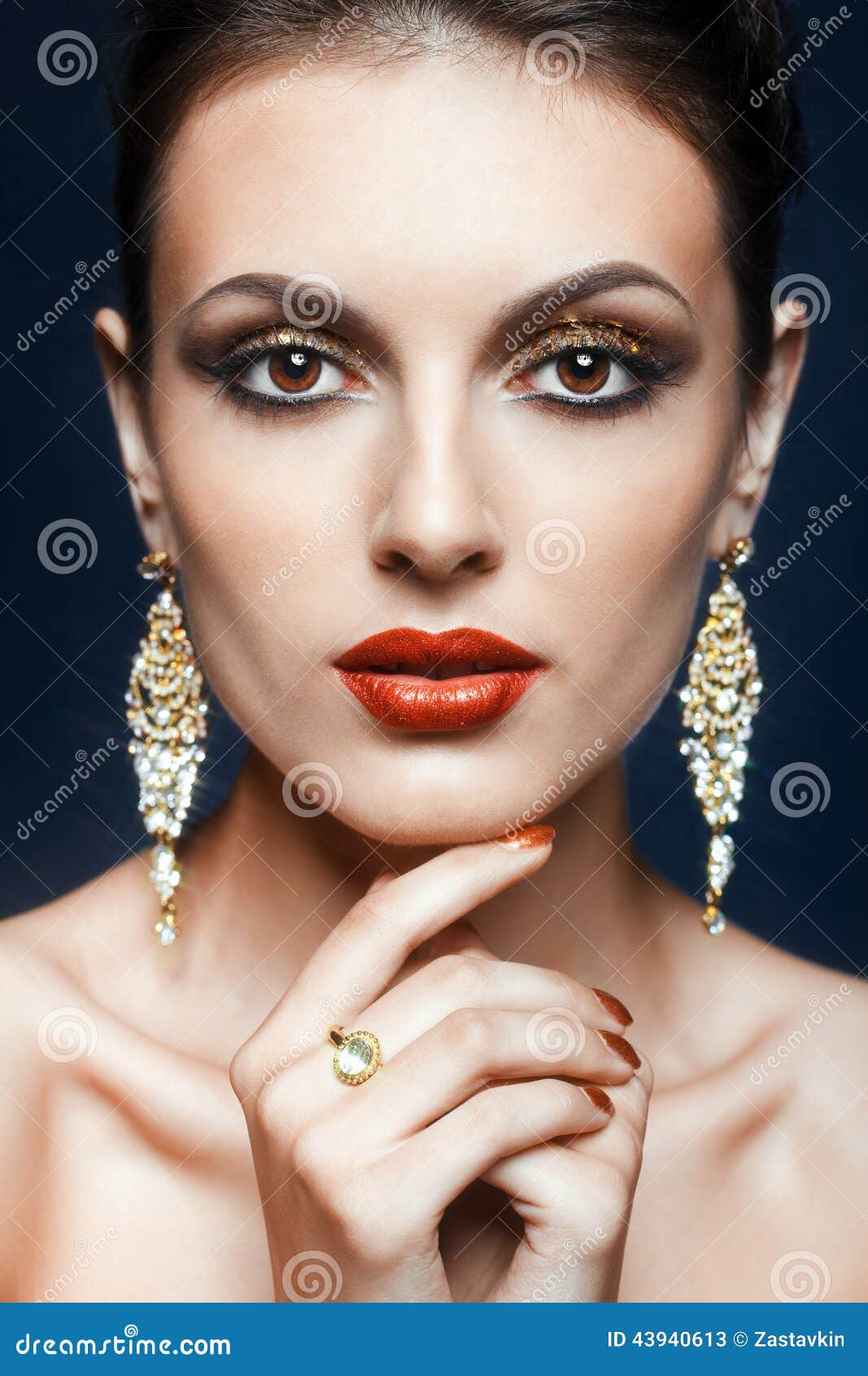 Shining face makeup stock image. Image of earring, beautiful - 43940613