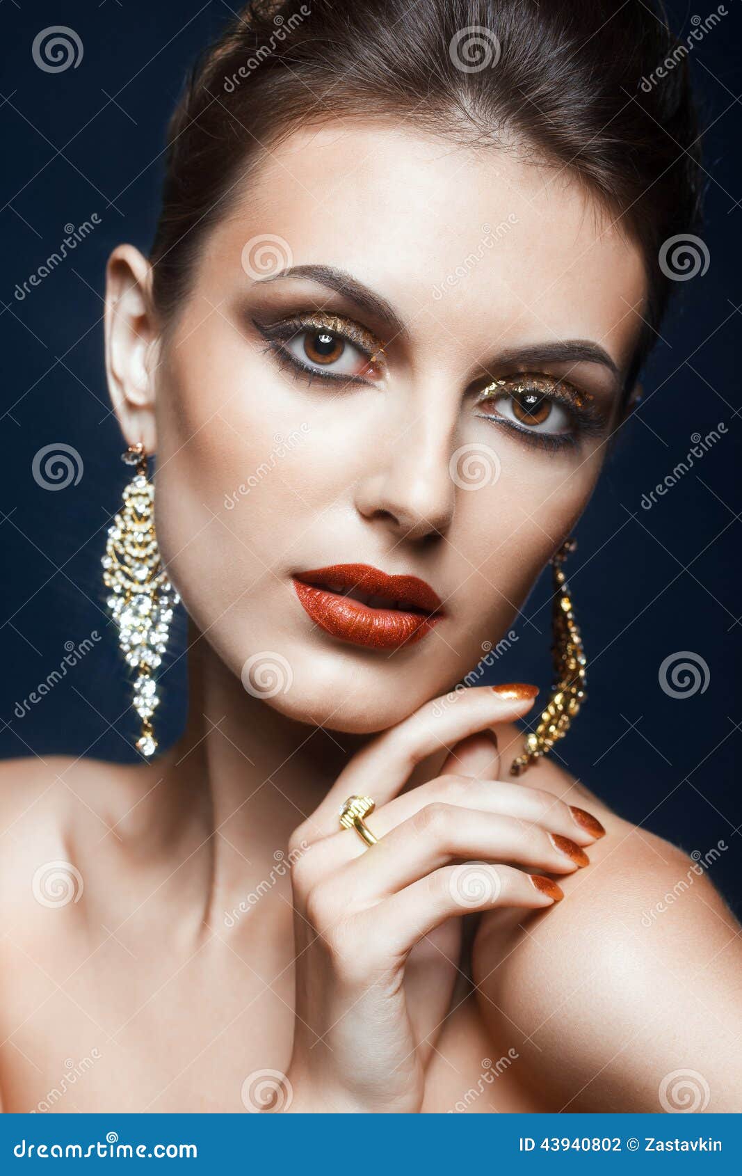Shining face makeup stock photo. Image of fingers, jewelry - 43940802