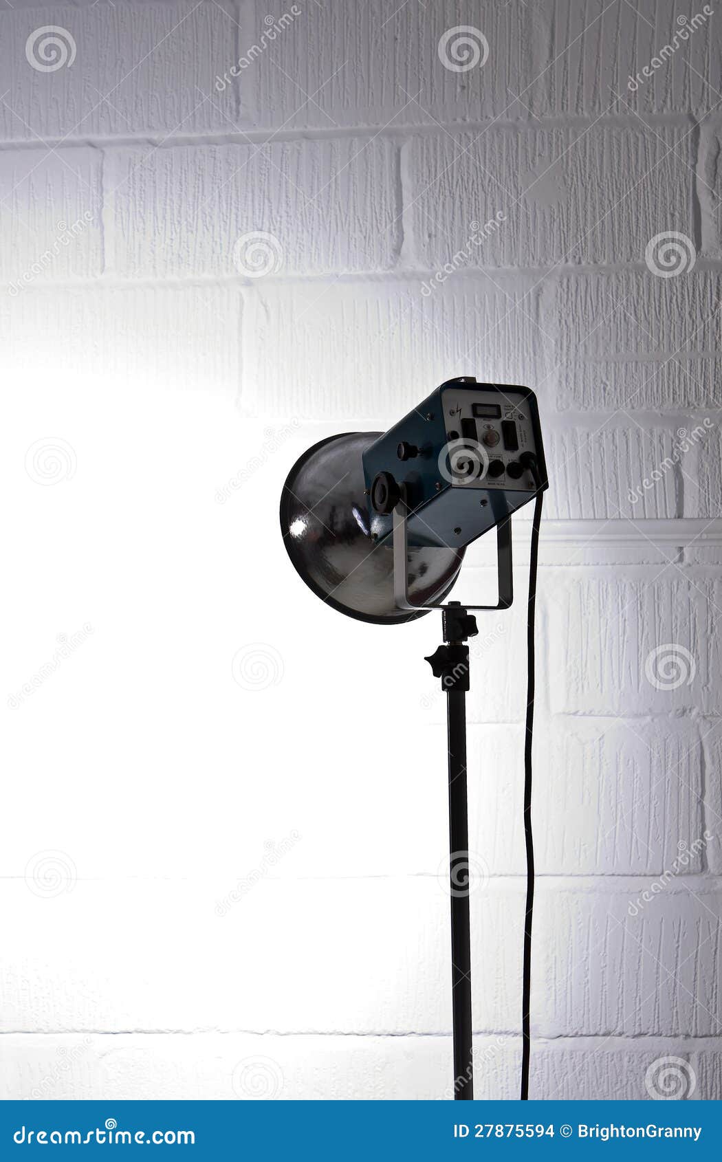 Flash Spotlight Shining on a White Wall. Stock Photo - Image of studio ...