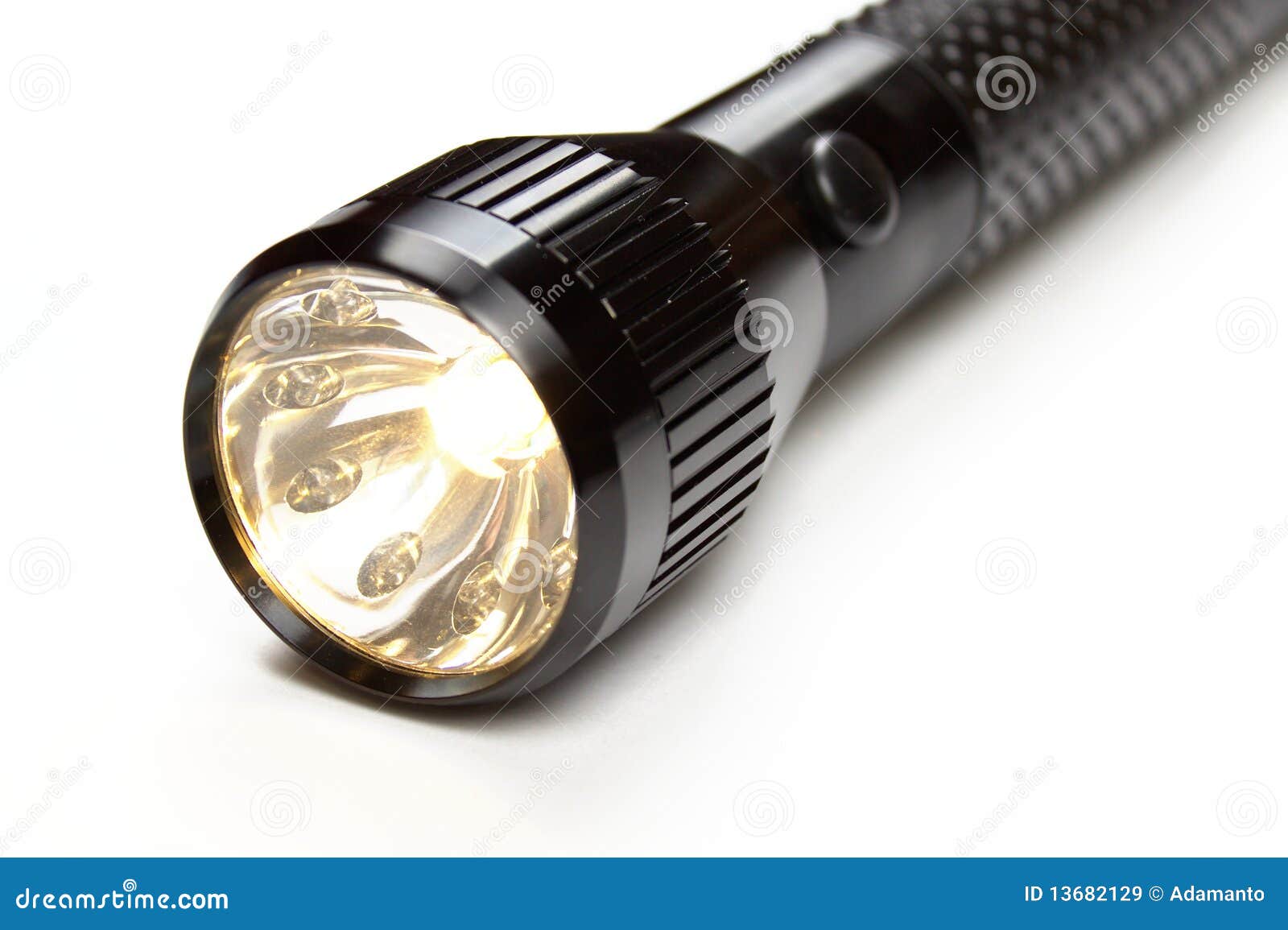 Shining flashlight stock image. Image of bright, black - 13682129