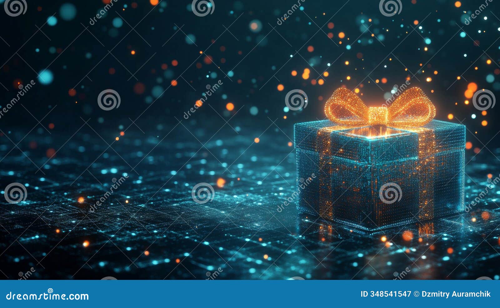 A Shining Gift Box Against a Darkened Backdrop, Combining Cyberpunk and ...