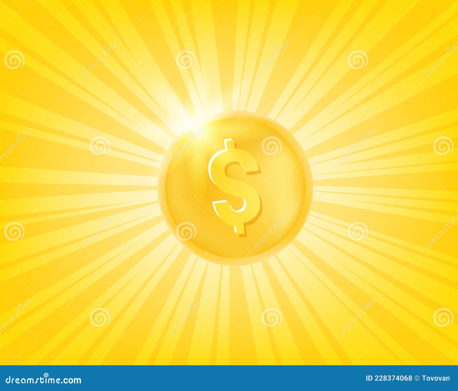 Shining Gold Coin with Rays Stock Vector - Illustration of transfer ...