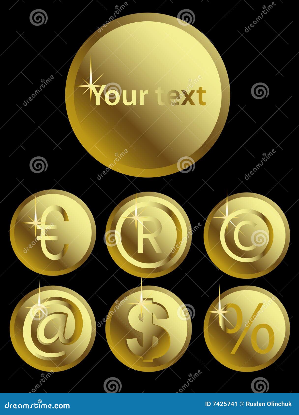 Shining gold signs stock vector. Illustration of financial - 7425741