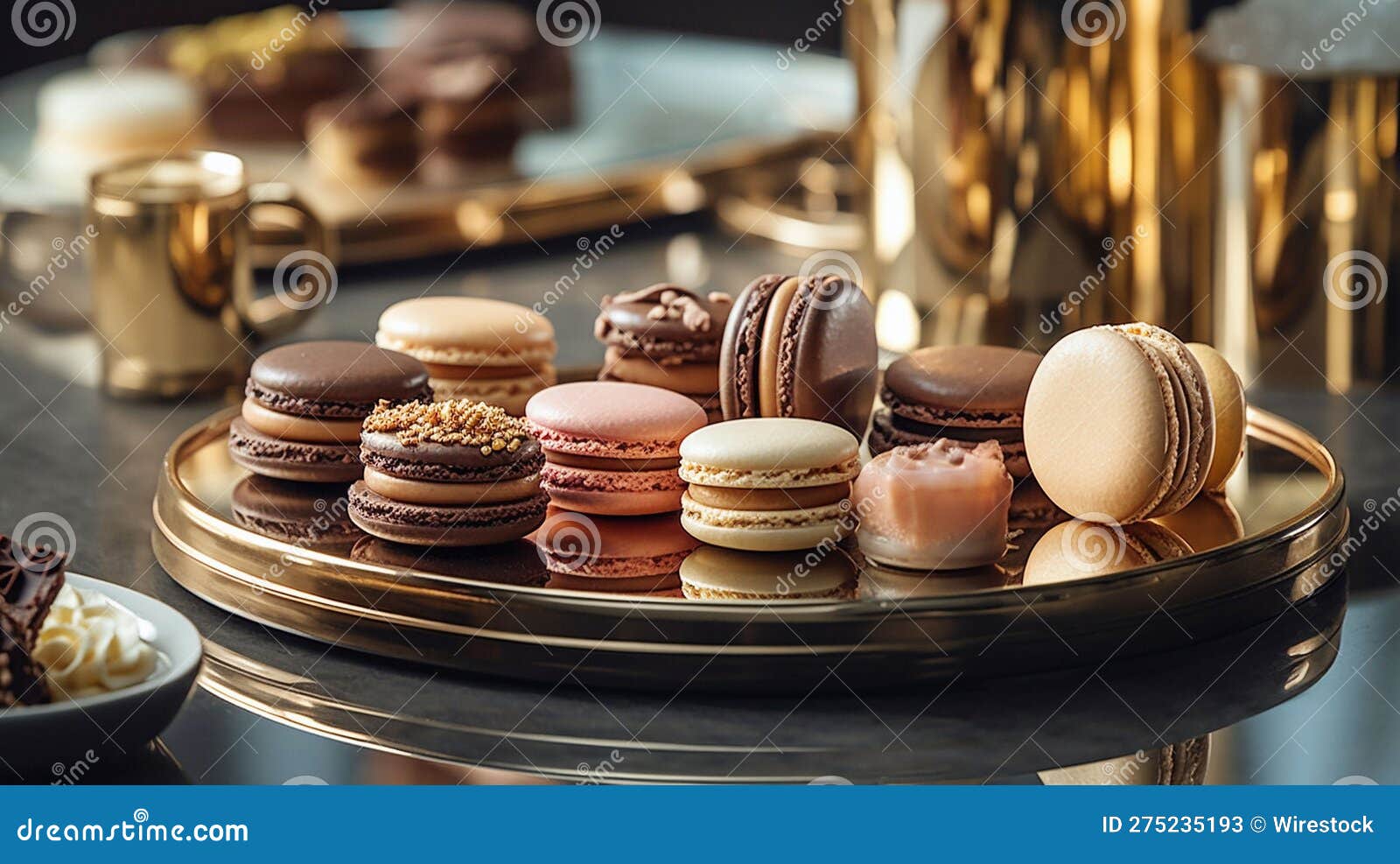 Shining Golden Platter Displaying an Array of Freshly Prepared Colorful ...