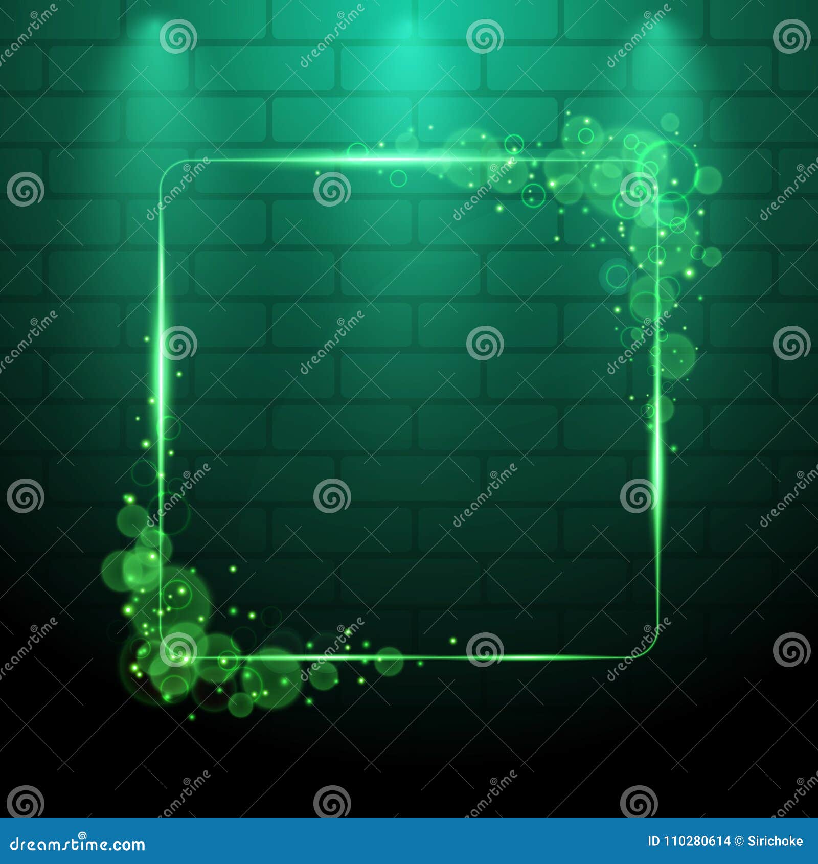 Shining Green Neon Light Frame Design Element Stock Vector ...