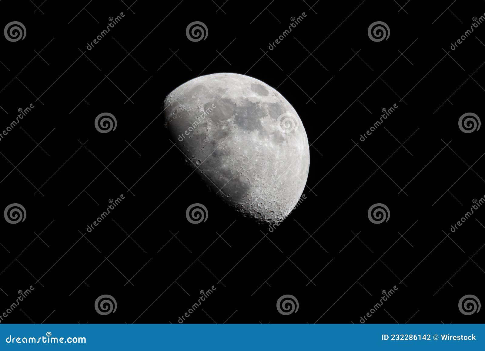 Shining half moon at night stock photo. Image of planets - 232286142
