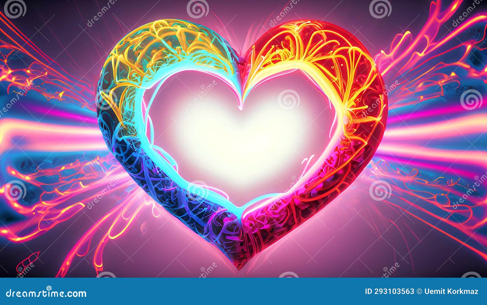 Shining Heart in Flowing Exploding Colors Stock Illustration ...