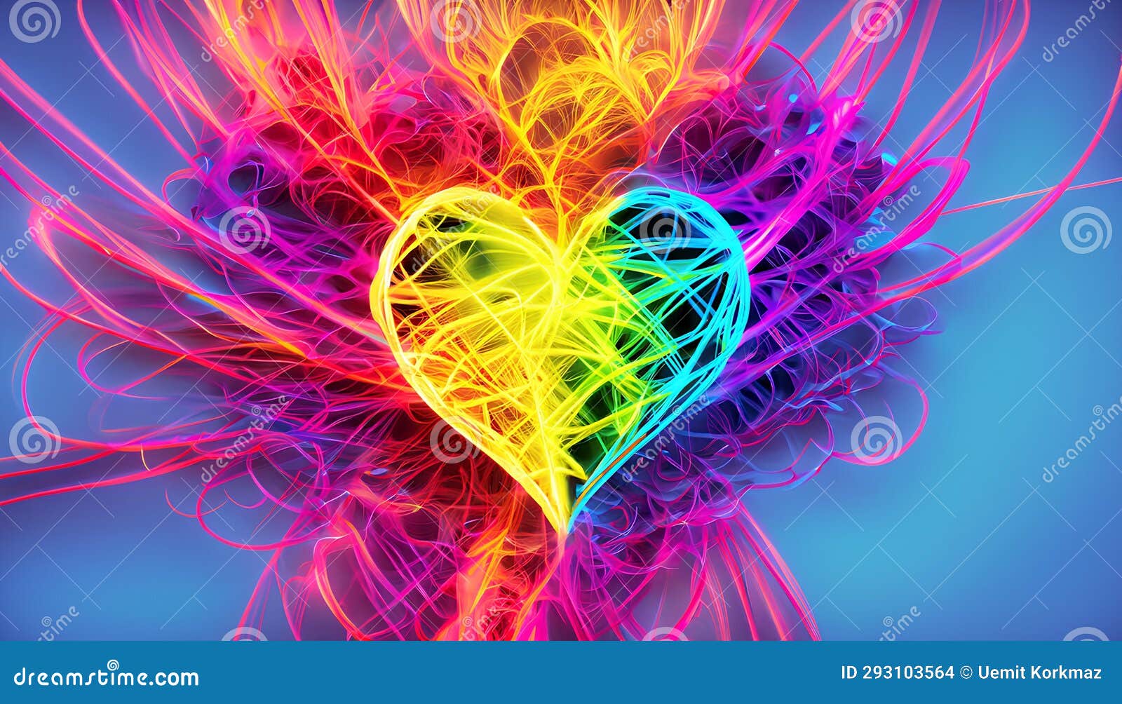 Shining Heart in Flowing Exploding Colors Stock Photo - Image of ...