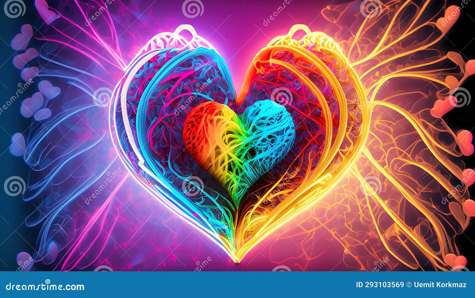 Shining Heart in Flowing Exploding Colors Stock Image - Image of organ ...