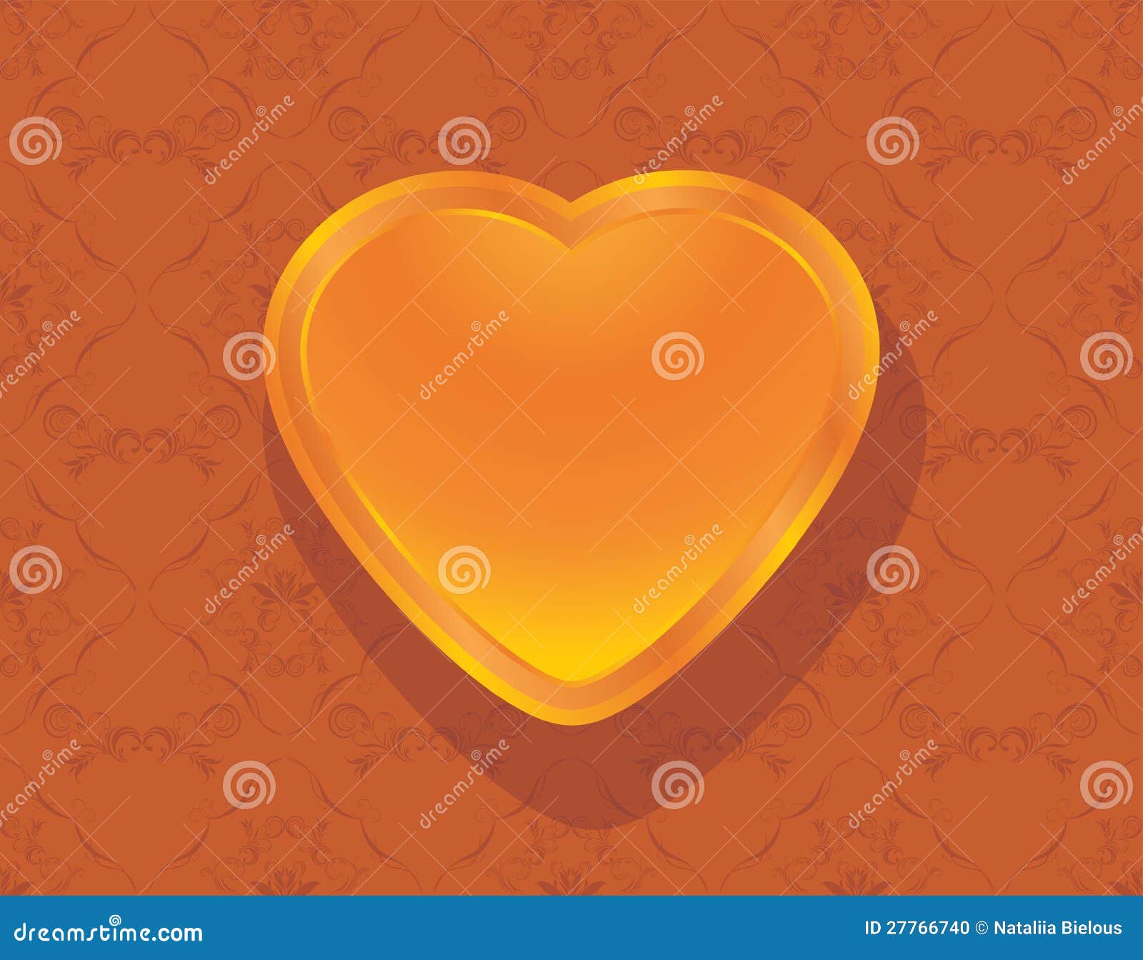 Shining Heart on the Ornamental Background Stock Vector - Illustration ...