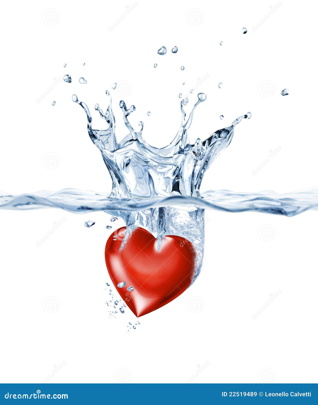 Shining Heart, Splashing into Clear Water. Stock Illustration ...