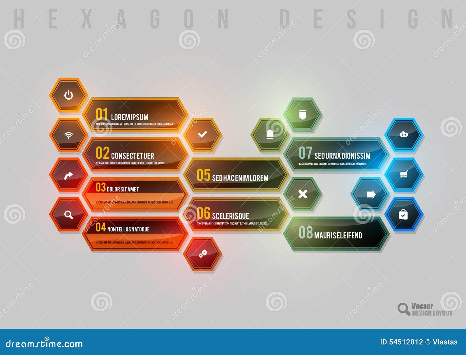 Infographic Two Hexagons Eight Options Vector Illustration ...