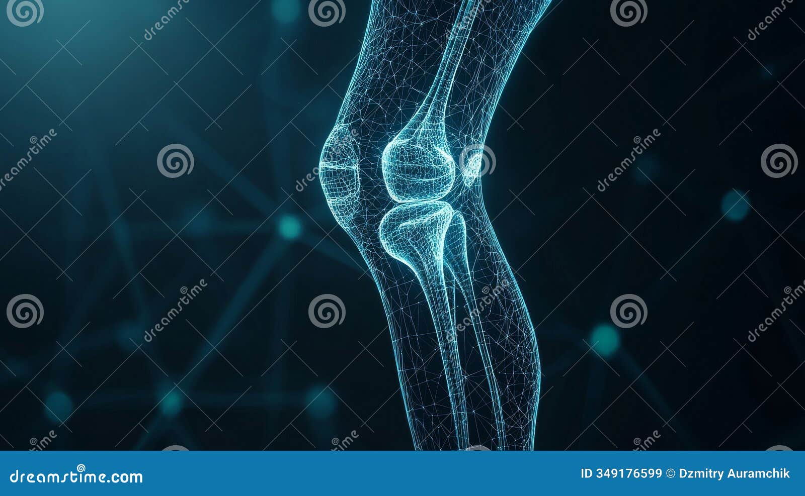 A Shining Hologram of a Human Bone Joint Structure, Highlighted Against ...