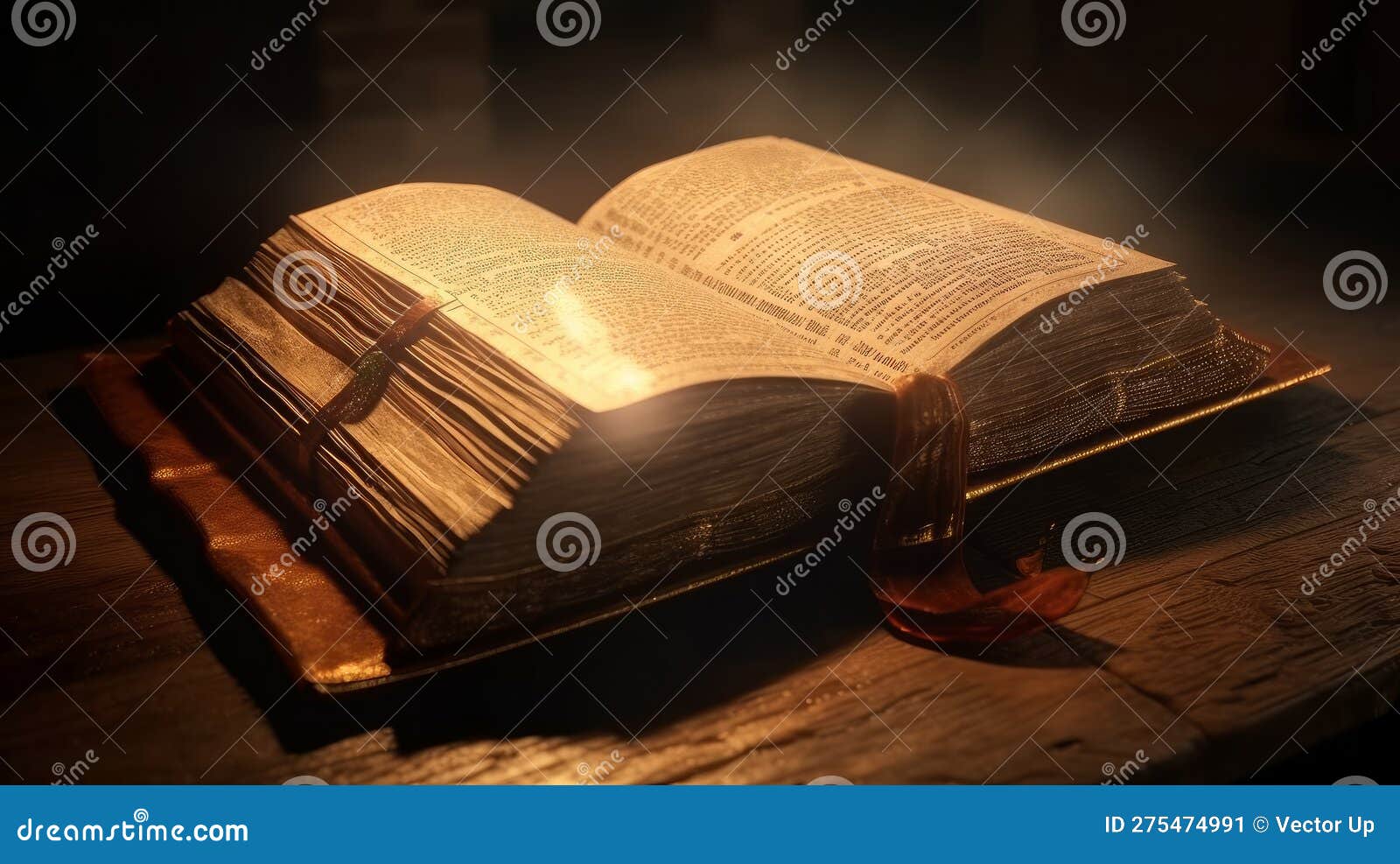 Shining Holy Bible - Ancient Book. Generative AI Stock Illustration ...