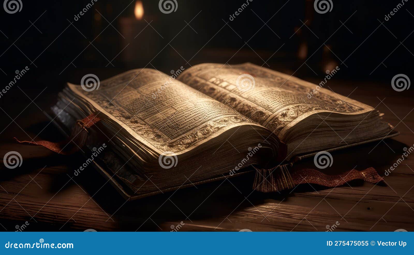 Shining Holy Bible - Ancient Book. Generative AI Stock Illustration ...