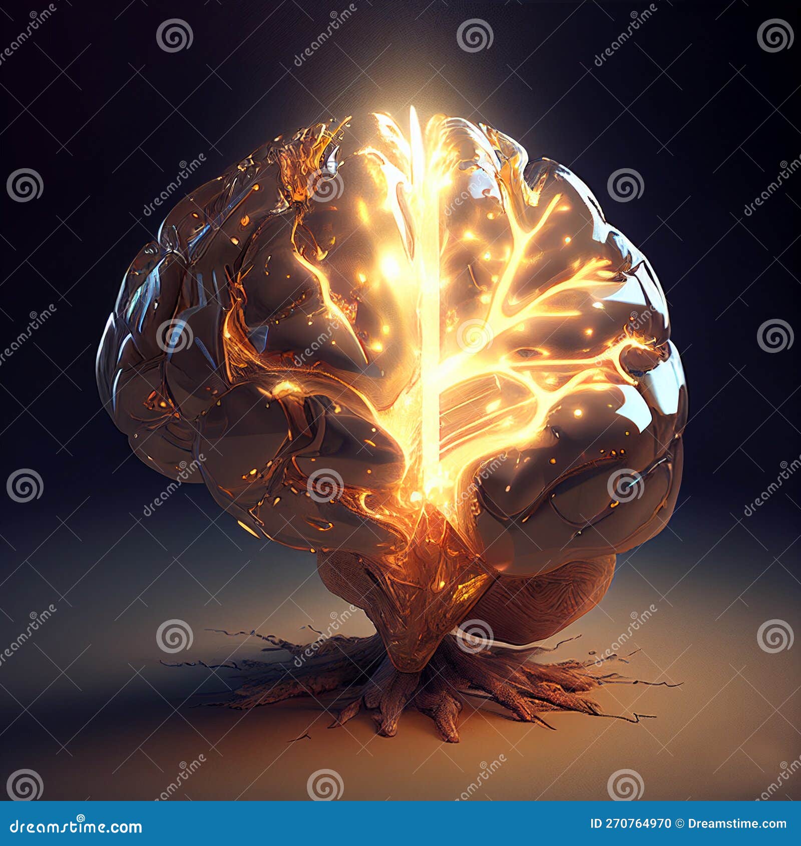 Shining Human Brain With Evolving Plexus Structure Stock Photography ...