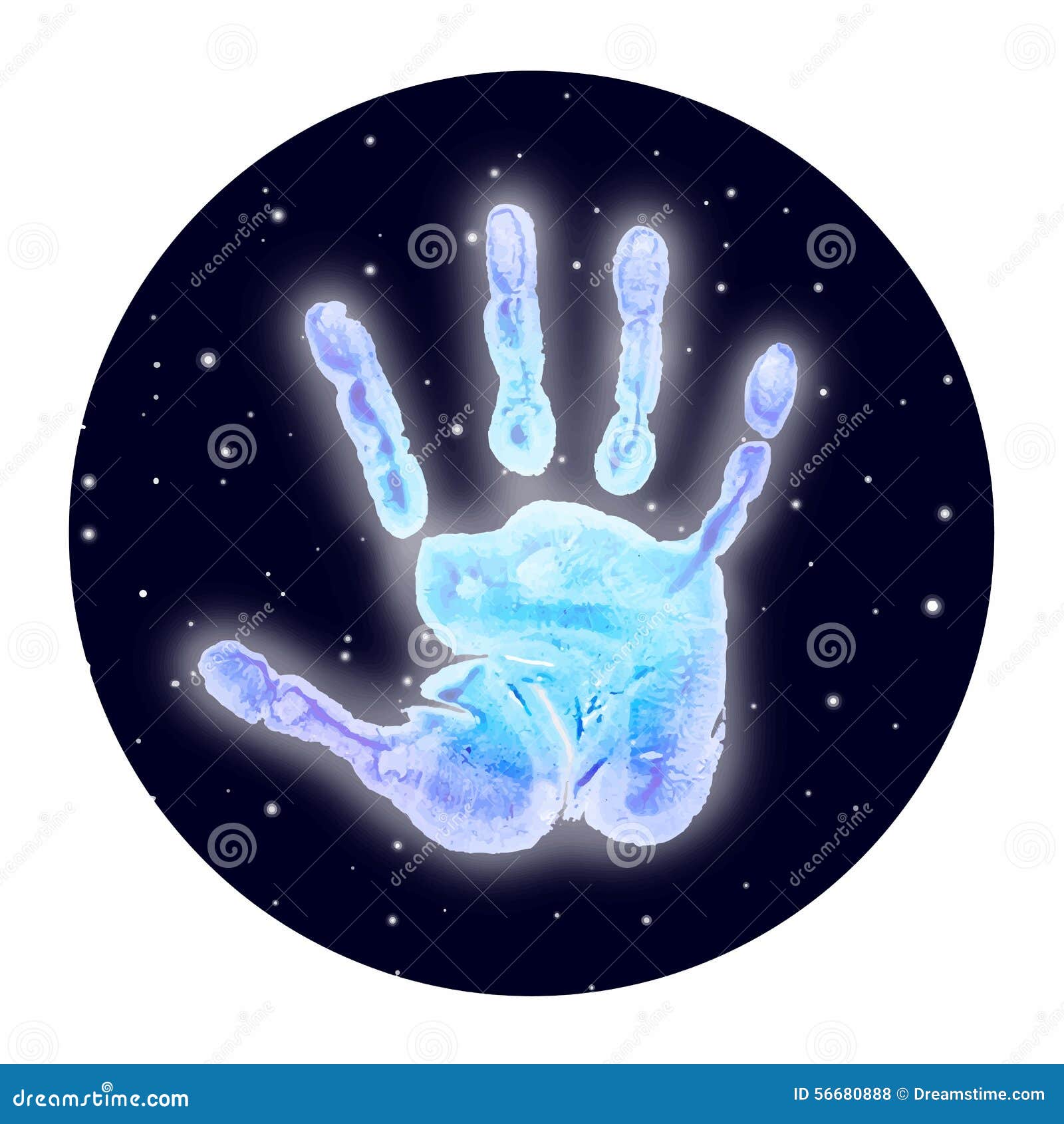Shining Icy Handprint in Space Stock Vector - Illustration of back ...