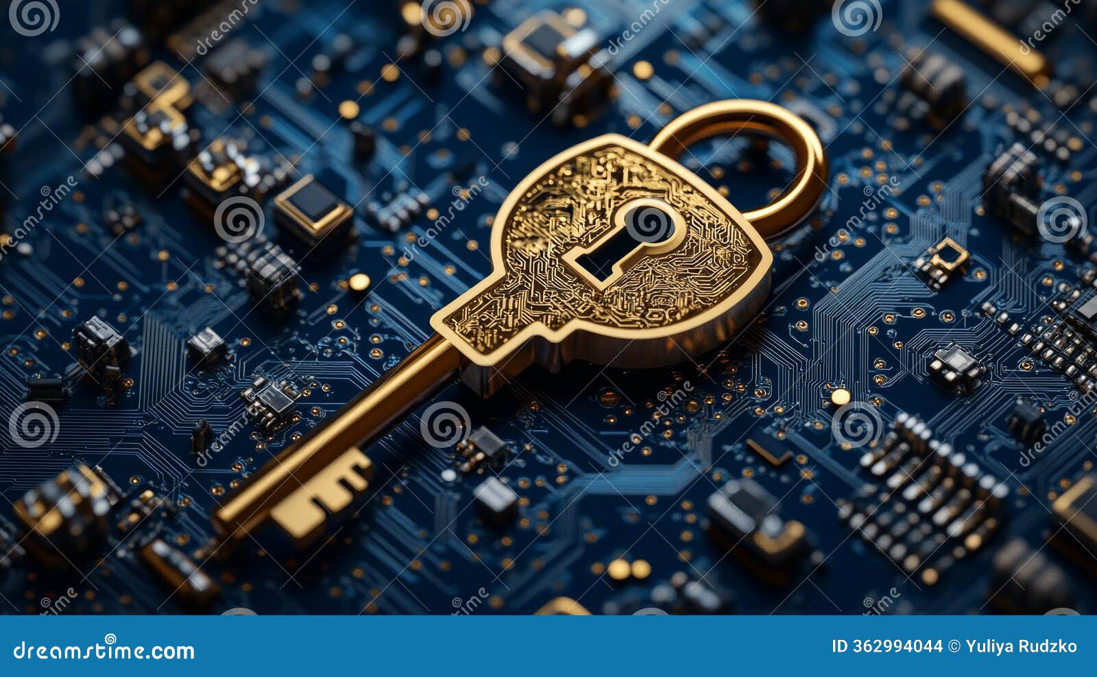 A Shining Key Symbol in a Quantum Network, Signifying the Concept of ...