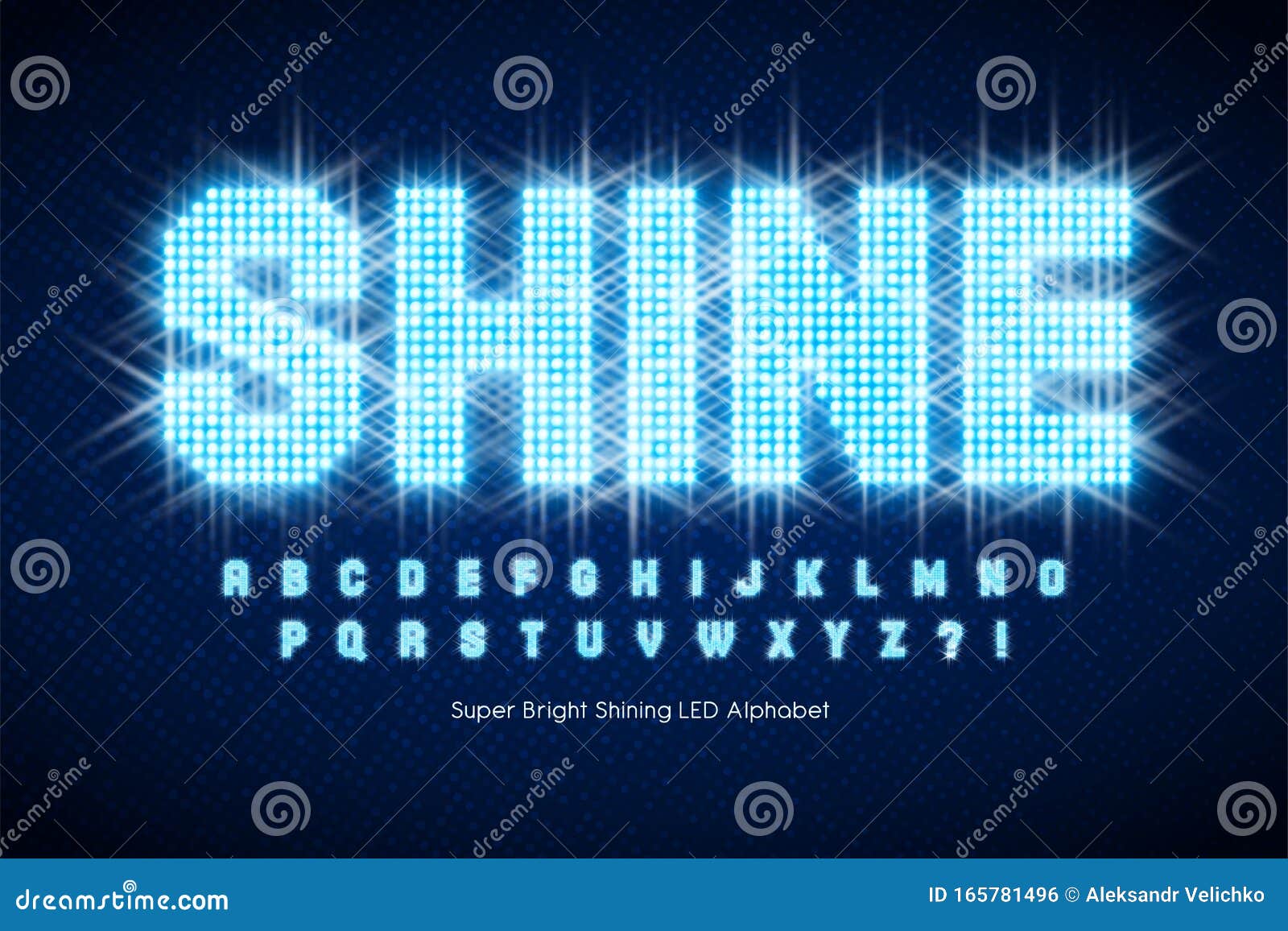 Shining LED Light Alphabet, Extra Glowing Font. Stock Vector ...