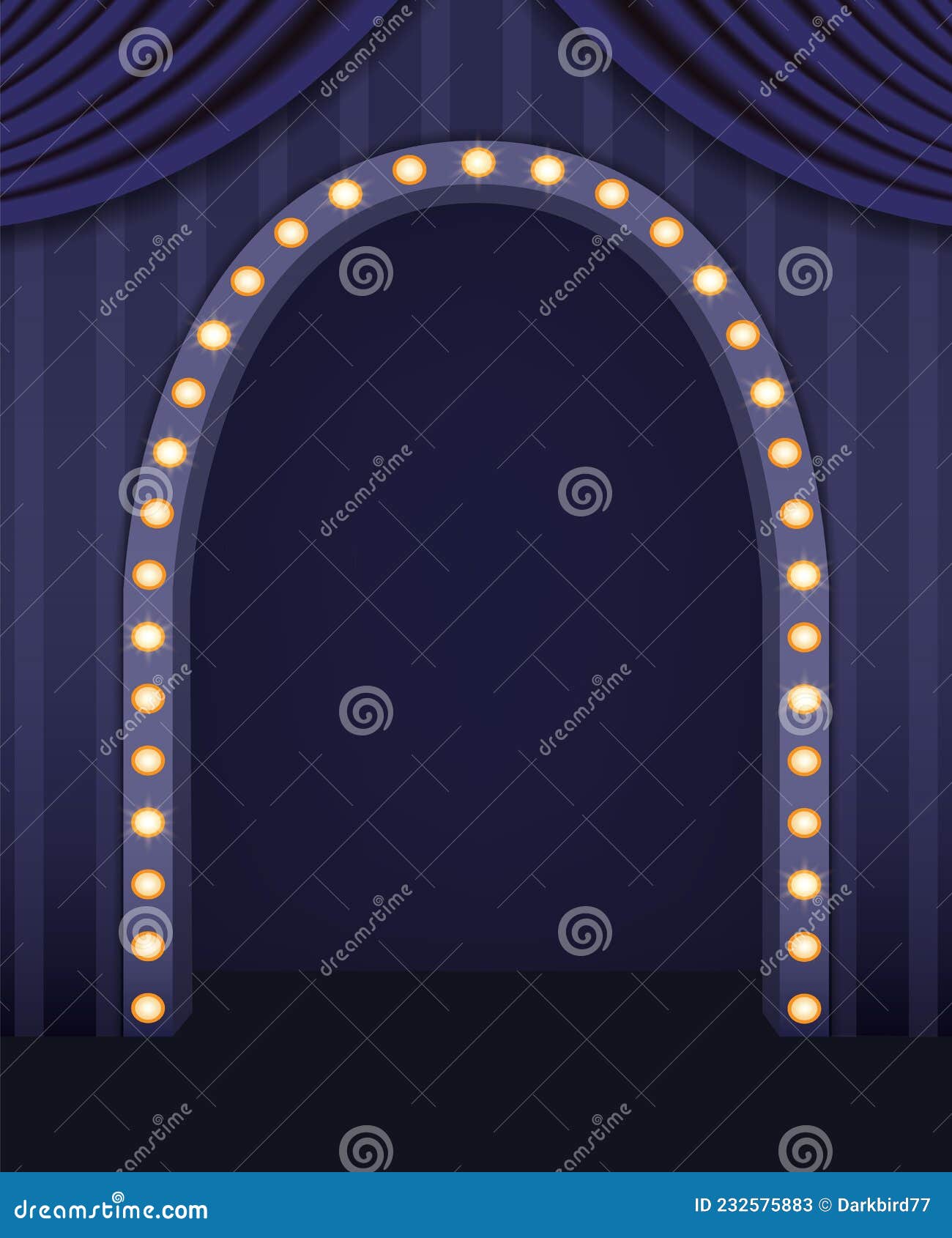 Shining Light Arch on the Blue Striped Wall Background Stock Vector ...