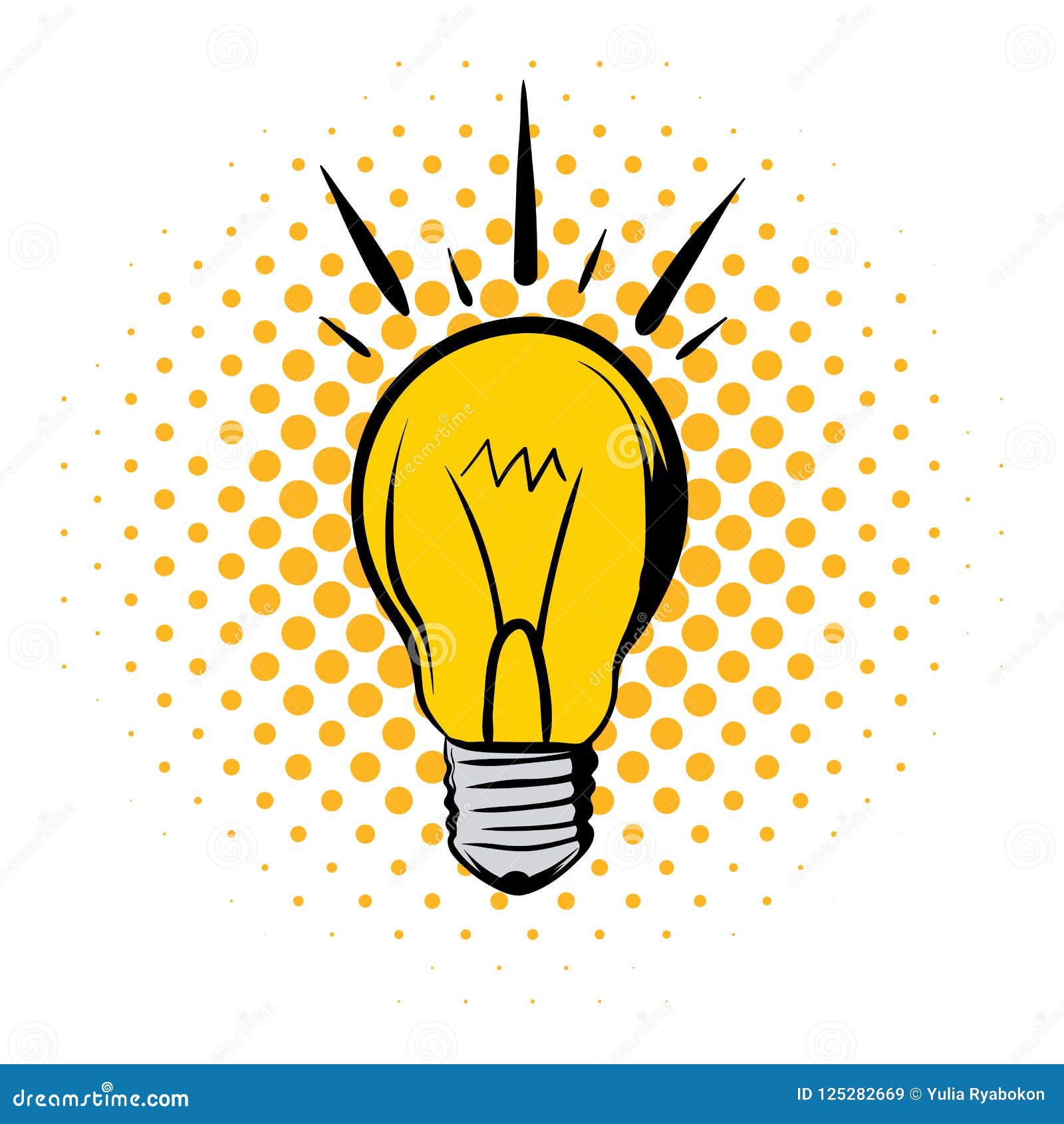 Shining Light Bulb Comics Icon Stock Illustration - Illustration of ...