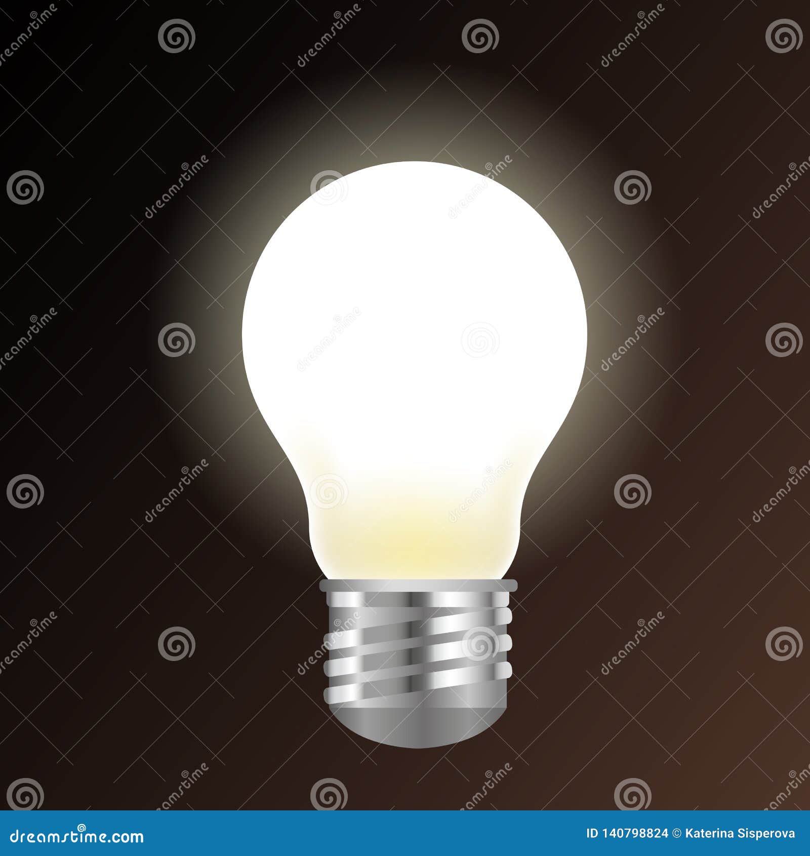 Shining Light Bulb Isolated on Dark Background Vector Illustration ...
