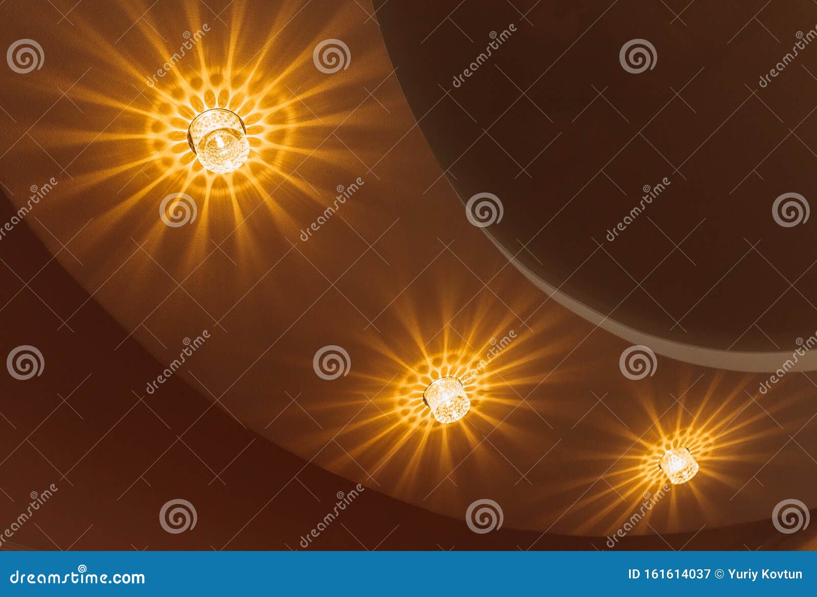 Shining Light Bulbs Ceiling Design of Drywall Stock Image - Image of ...