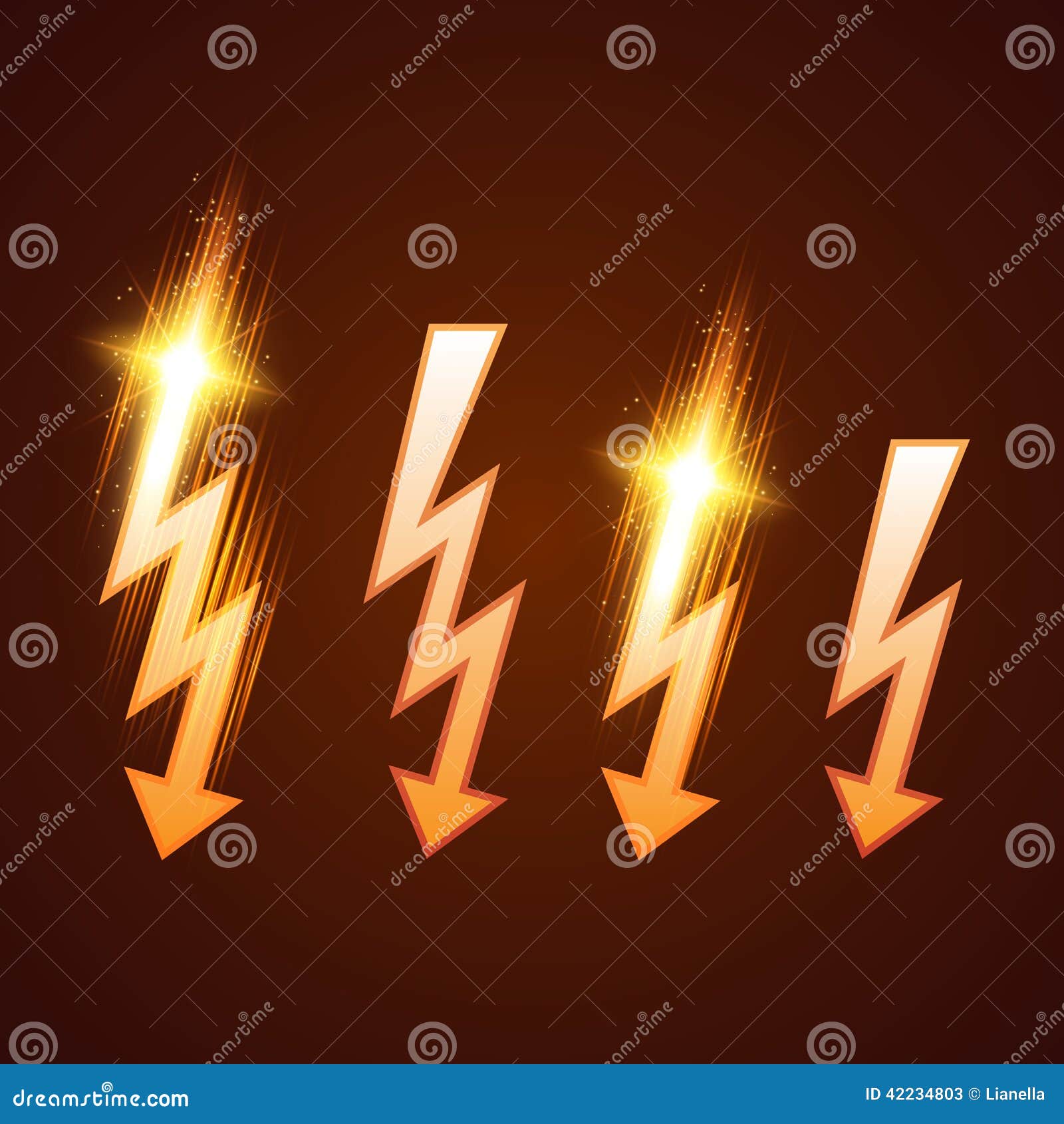Shining Lightning Set stock vector. Illustration of danger - 42234803