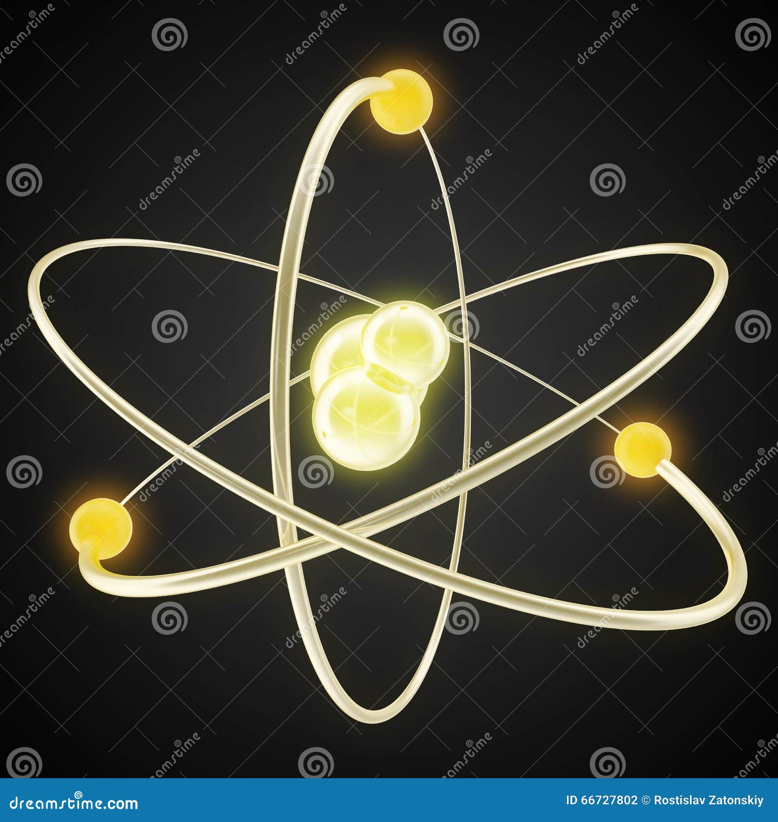 Shining Lights Atom Model on a Black Background. Stock Illustration ...