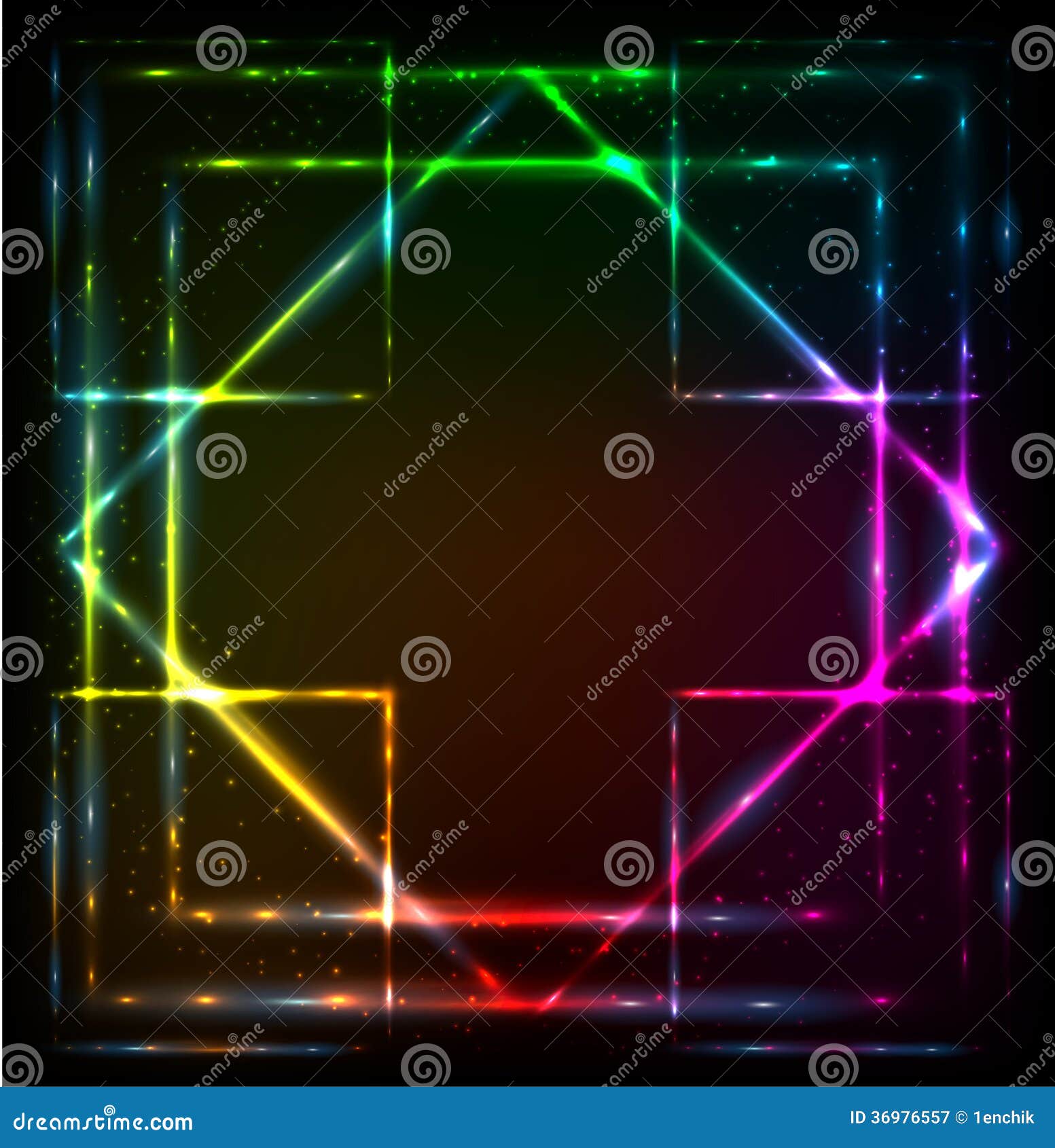 Shining Lights Rainbow Colors Vector Frame Stock Vector - Illustration ...