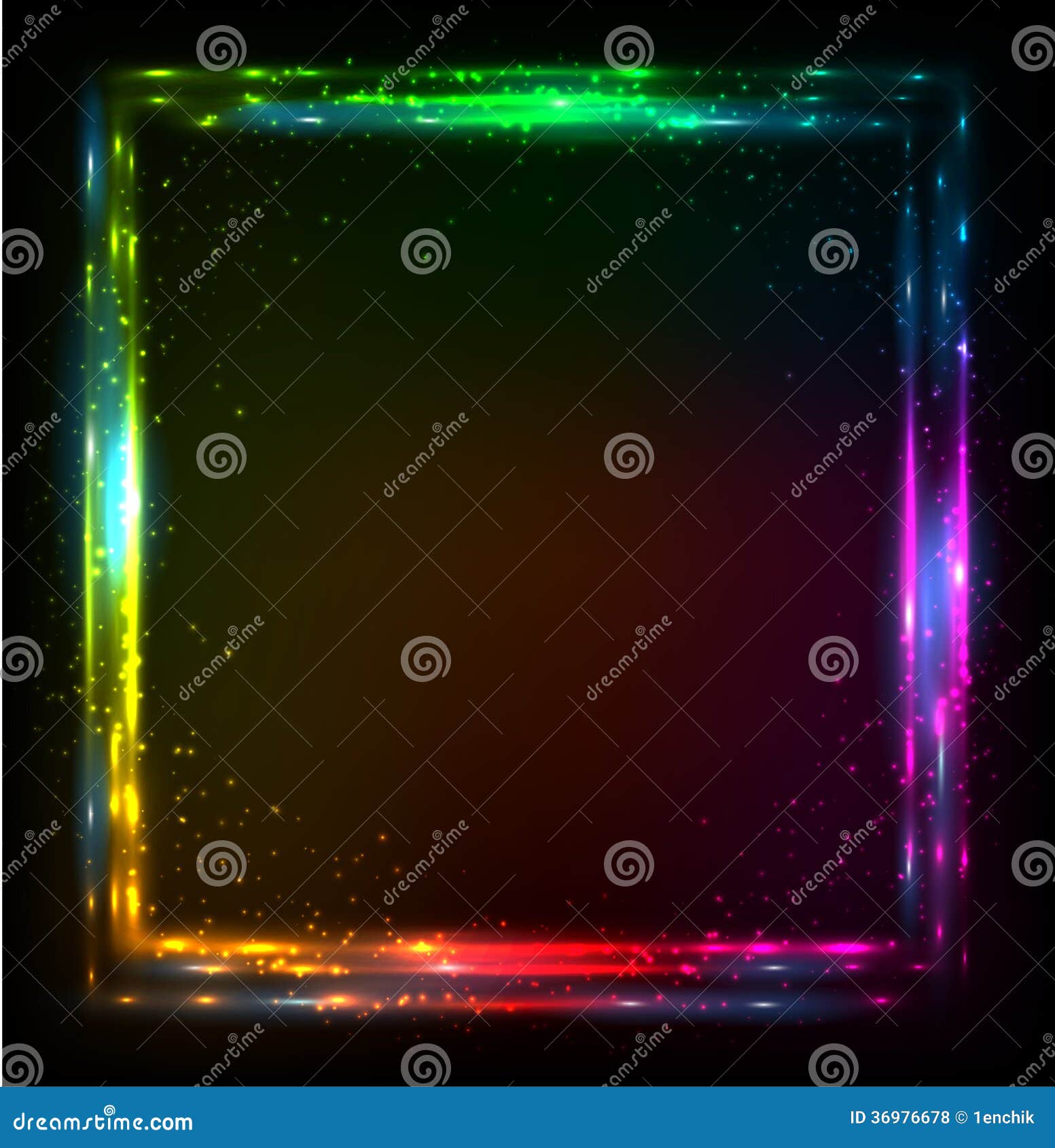 Shining Lights Rainbow Colors Vector Frame Stock Vector - Illustration ...