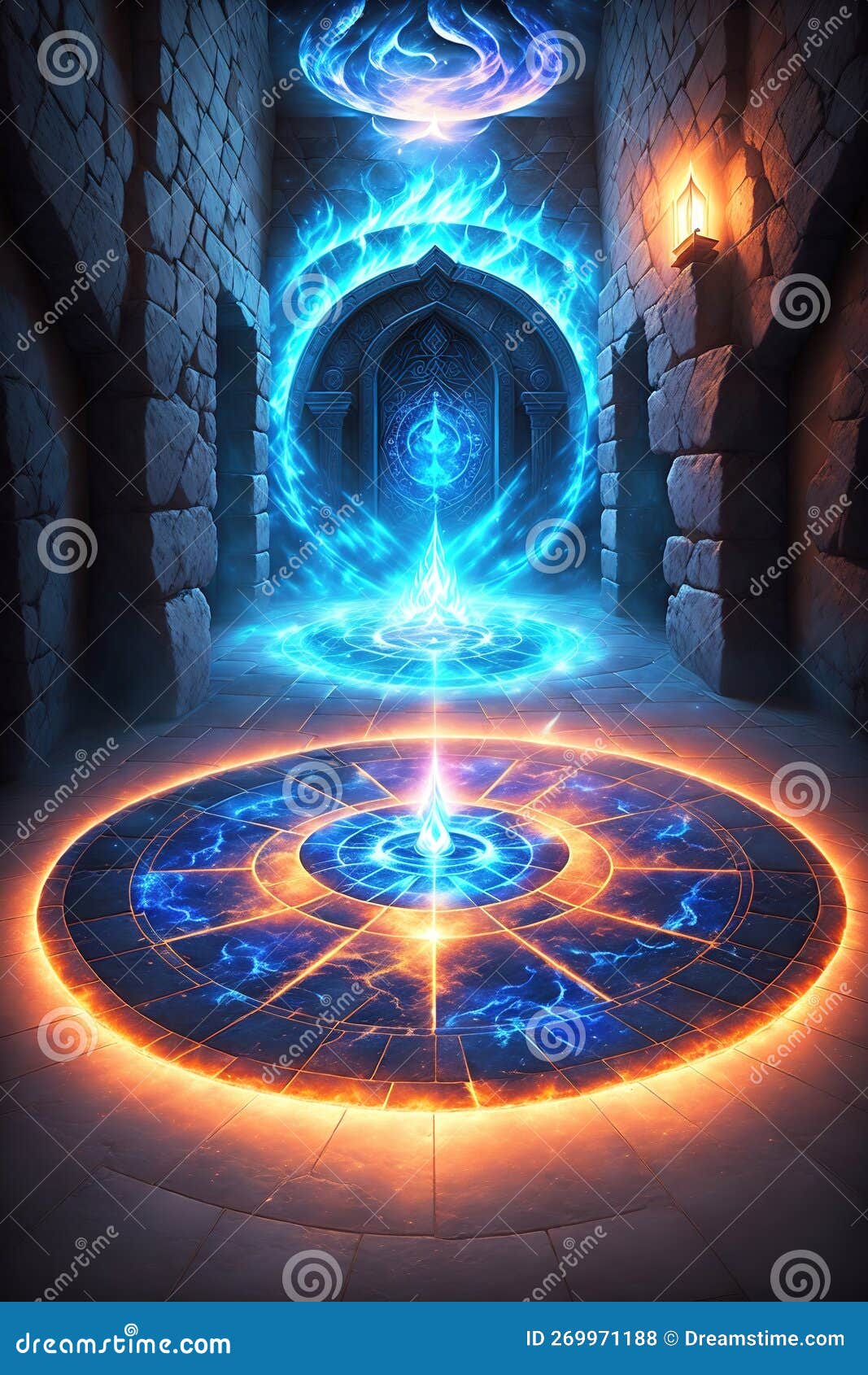 Shining Magic Circle is Drawn on the Floor by AI Generated Stock ...