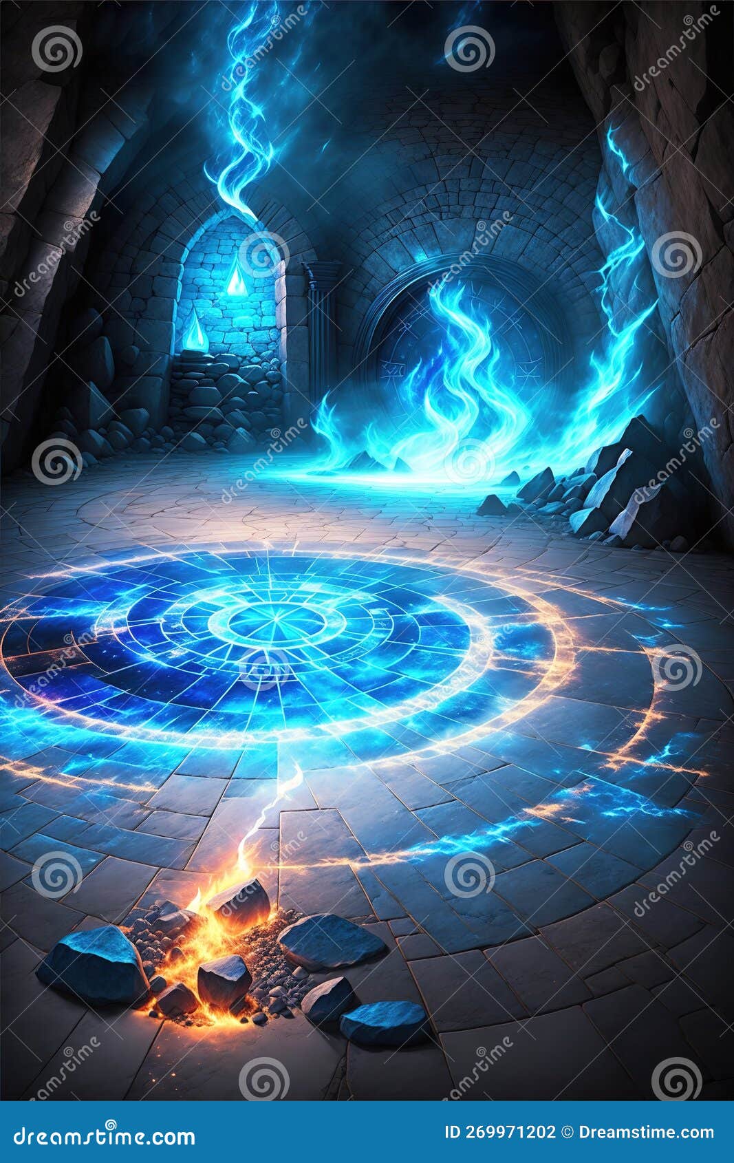 Shining Magic Circle is Drawn on the Floor by AI Generated Stock ...