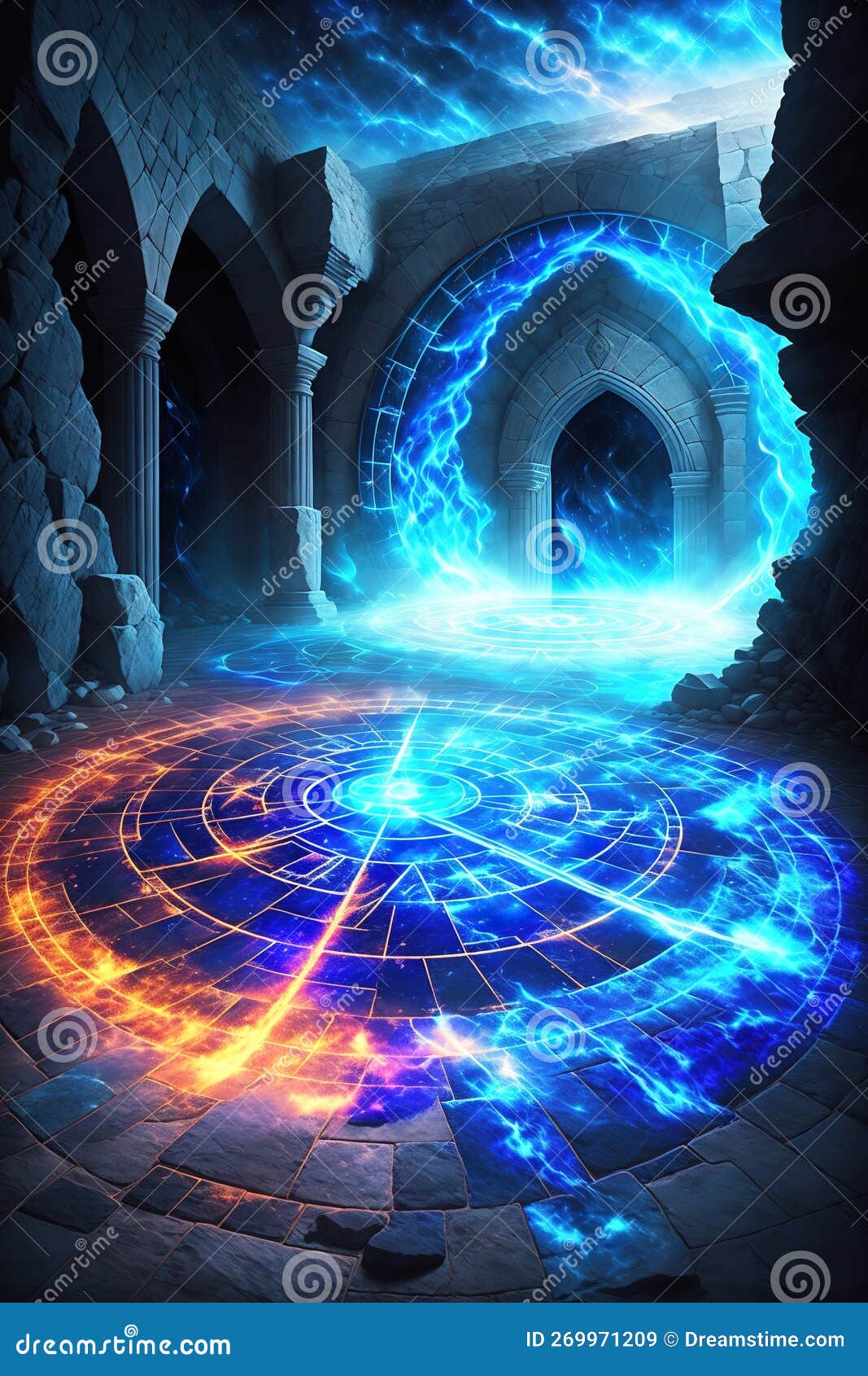 Shining Magic Circle is Drawn on the Floor by AI Generated Stock ...