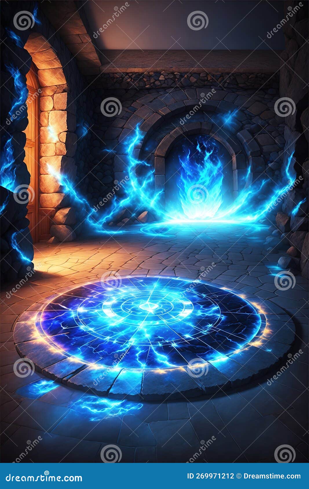 Shining Magic Circle is Drawn on the Floor by AI Generated Stock ...