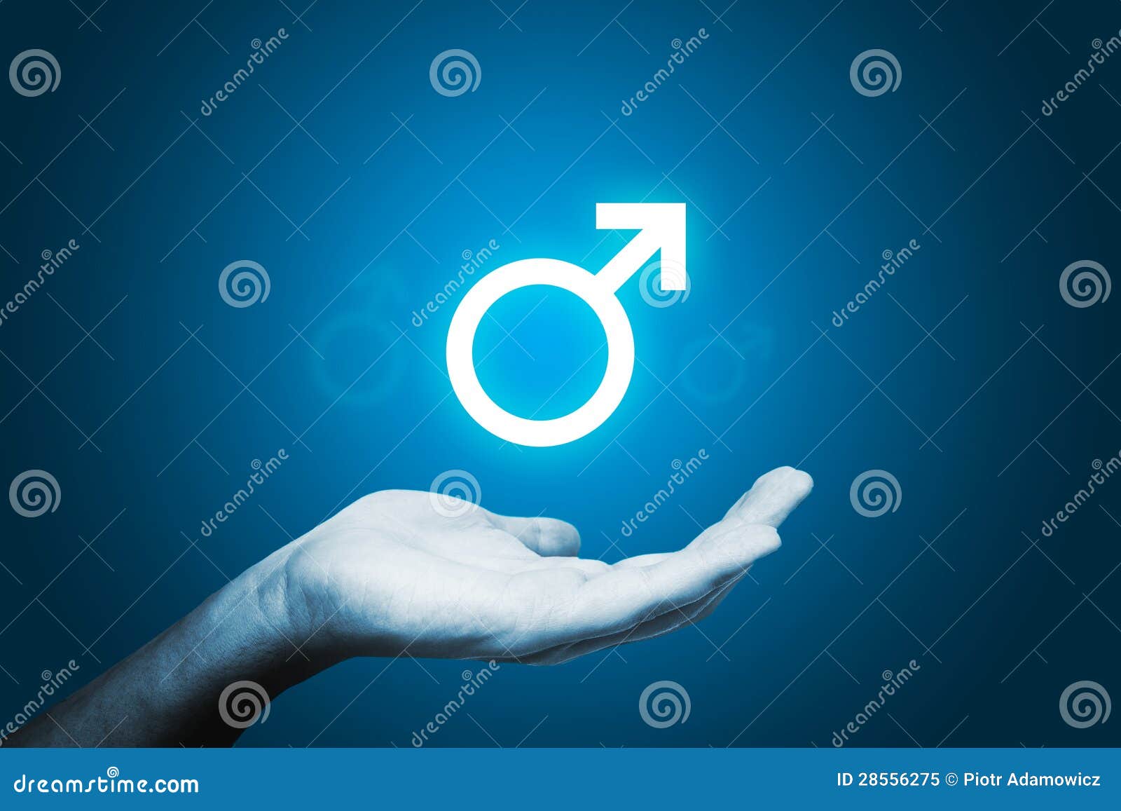 Shining Male Sex Sign Hand On Blue Background Stock Image Image Of Element Married 28556275