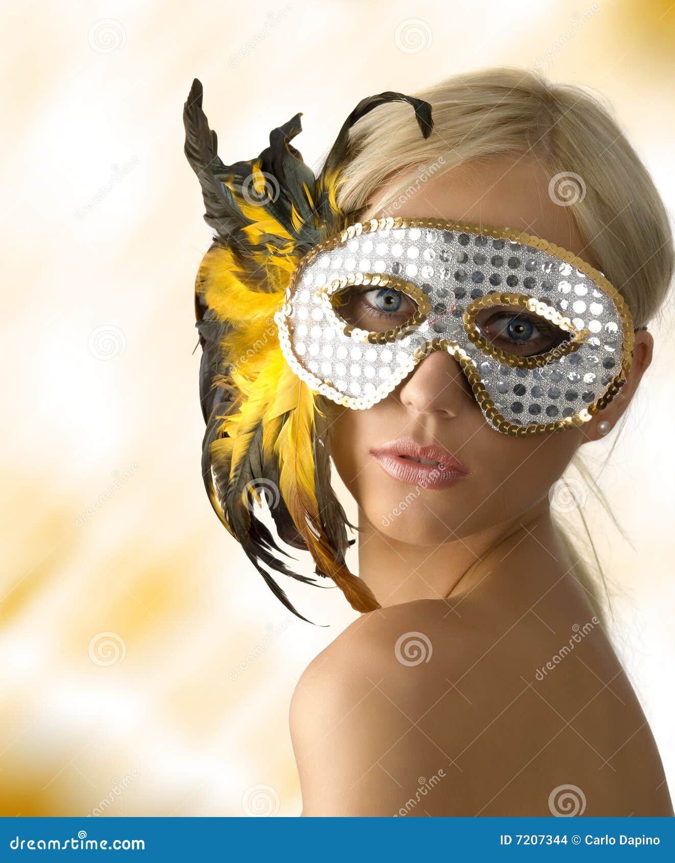 Shining mask and feather stock photo. Image of blond, glow - 7207344