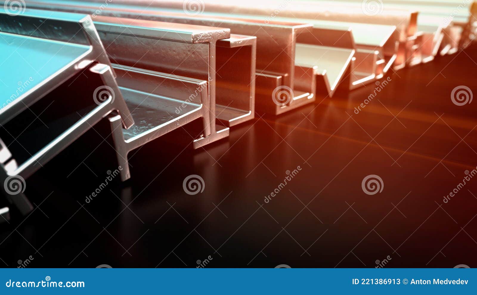 Shining Metal Profile and Reinforcing Bar . Computer Generated ...