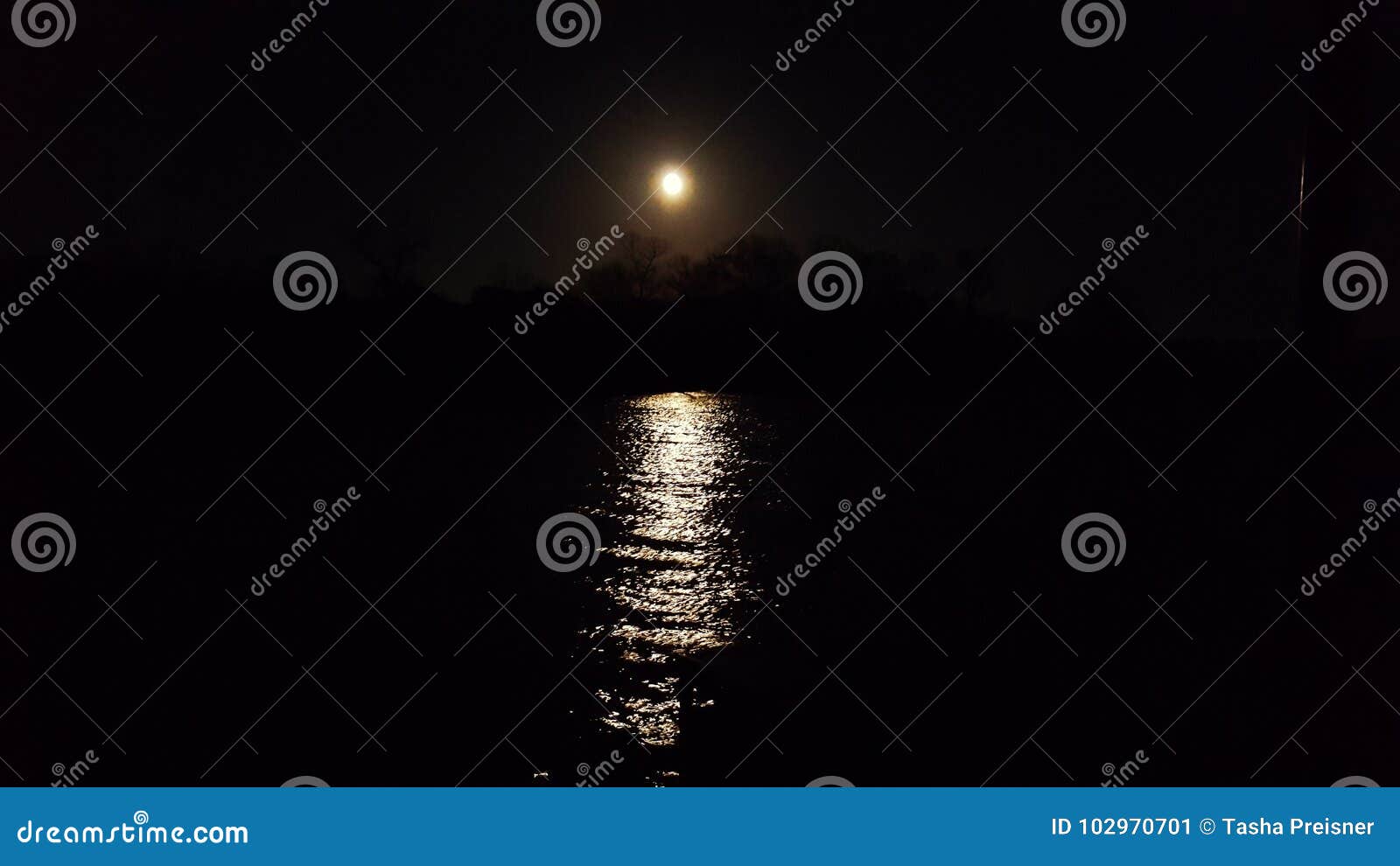 Moon over lake stock image. Image of shining, night - 102970701