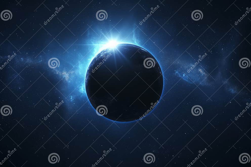 Shining Moon on a Starry Night. Moon in Front of Galactic Nebula, Solar ...