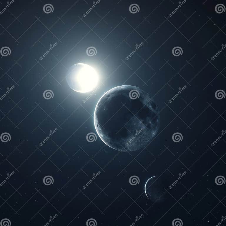 Shining Moon on a Starry Night. Moon in Front of Galactic Nebula, Solar ...