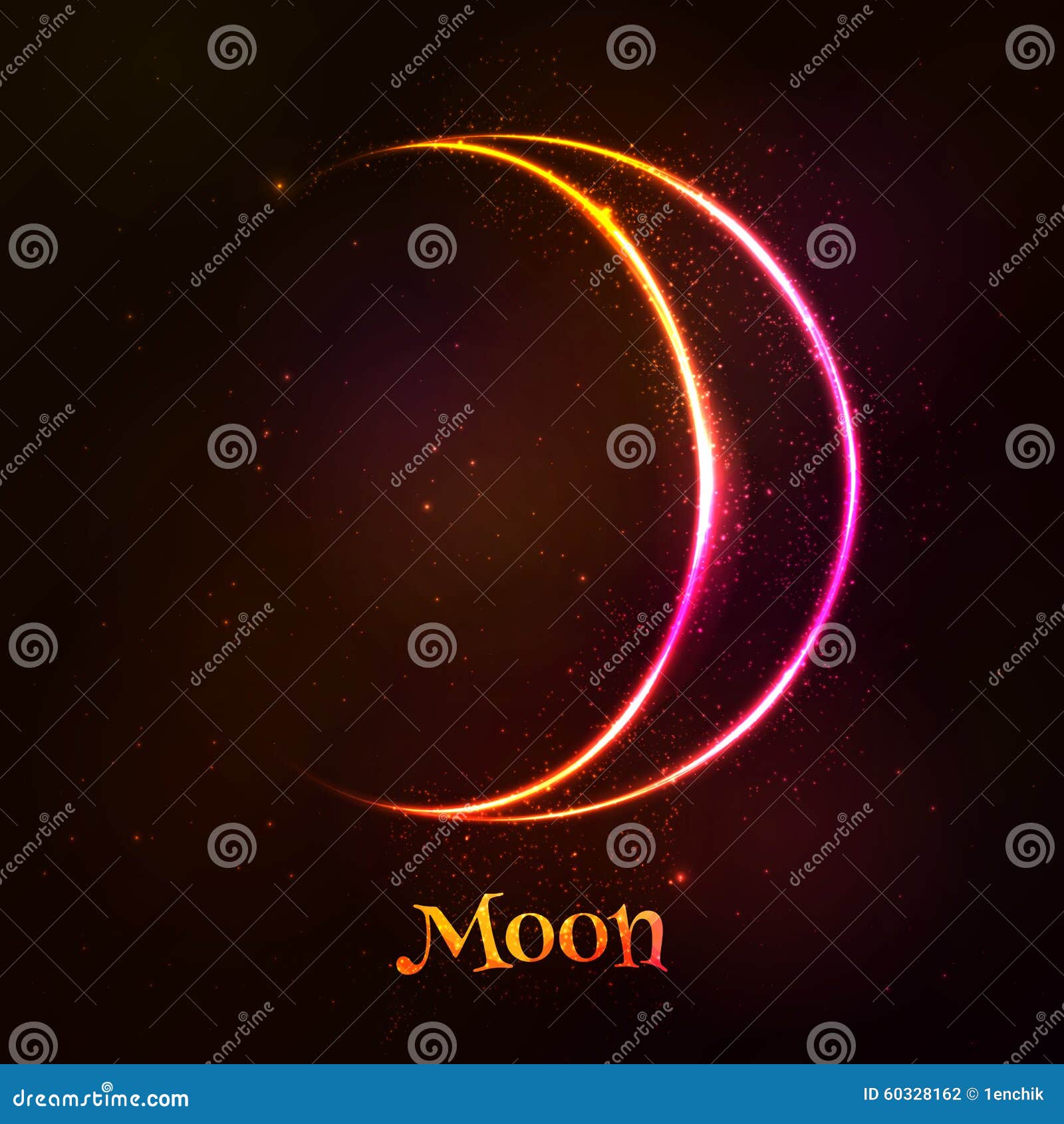 Shining Neon Light Moon Astrological Symbol Stock Vector - Illustration ...