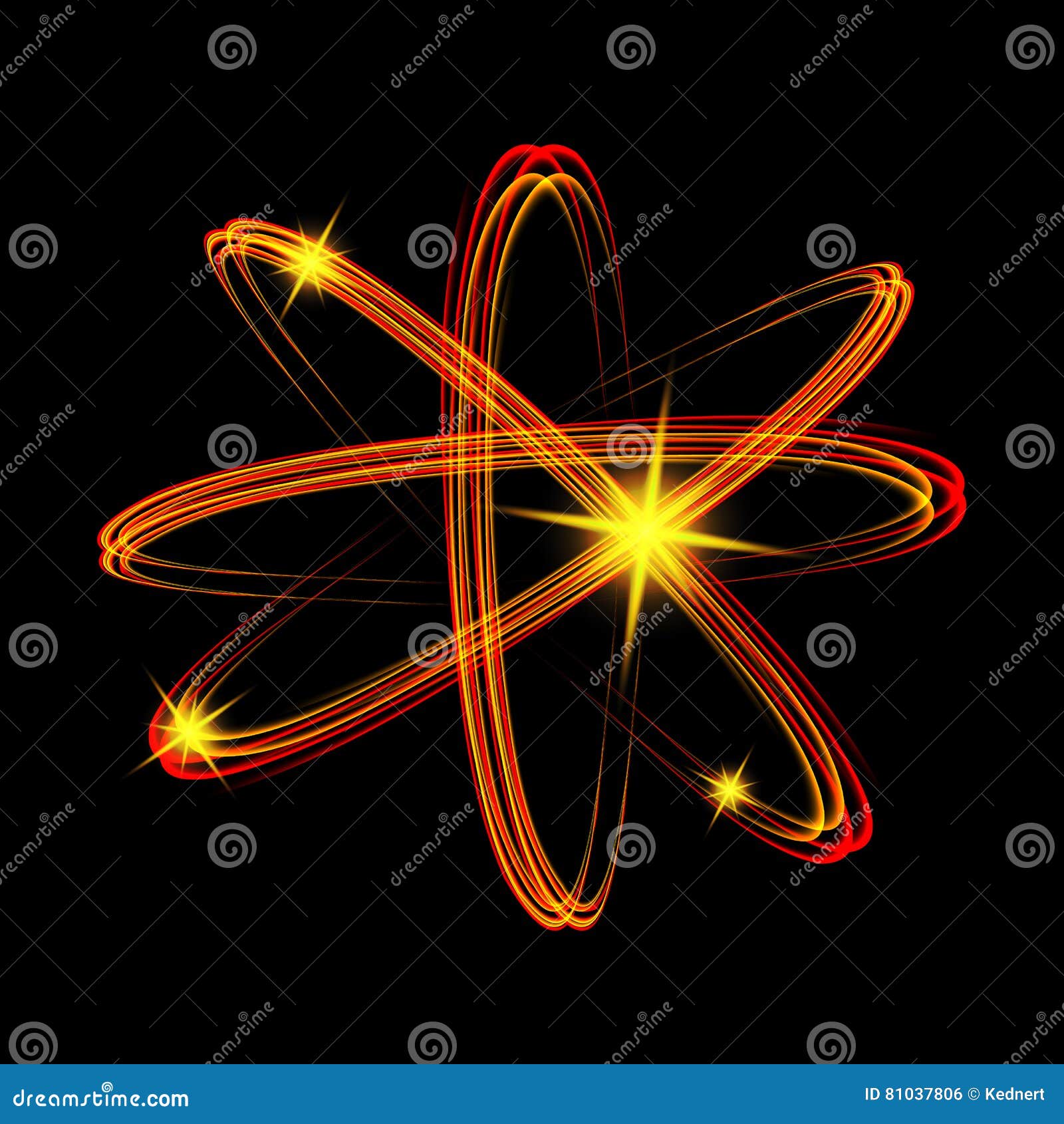 Shining Neon Lights Atom Model. Stock Vector - Illustration of molecule ...