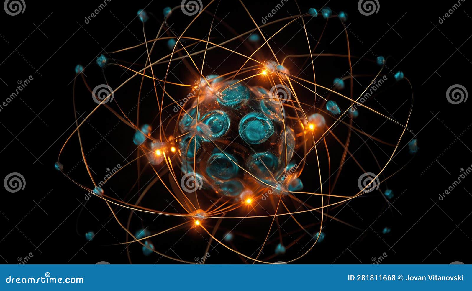 Shining Nuclear Atom Model AI Stock Photo - Image of technology ...